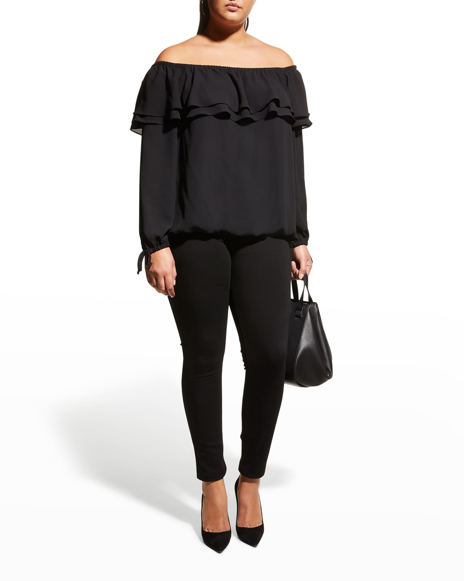 MICHAEL Michael Kors Plus Size Tiered Ruffle Off-Shoulder Peasant Top ...