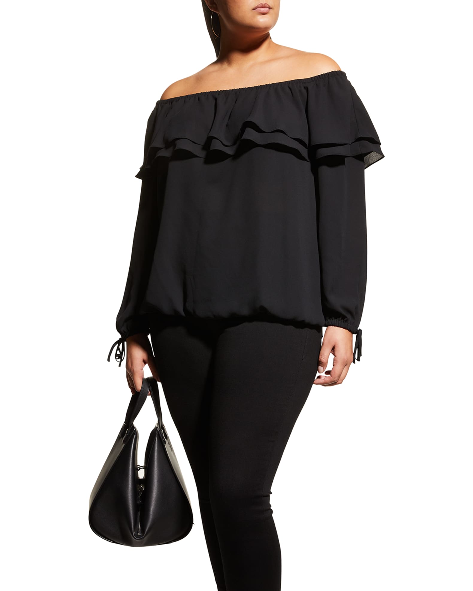 MICHAEL Michael Kors Plus Size Tiered Ruffle Off-Shoulder Peasant Top ...