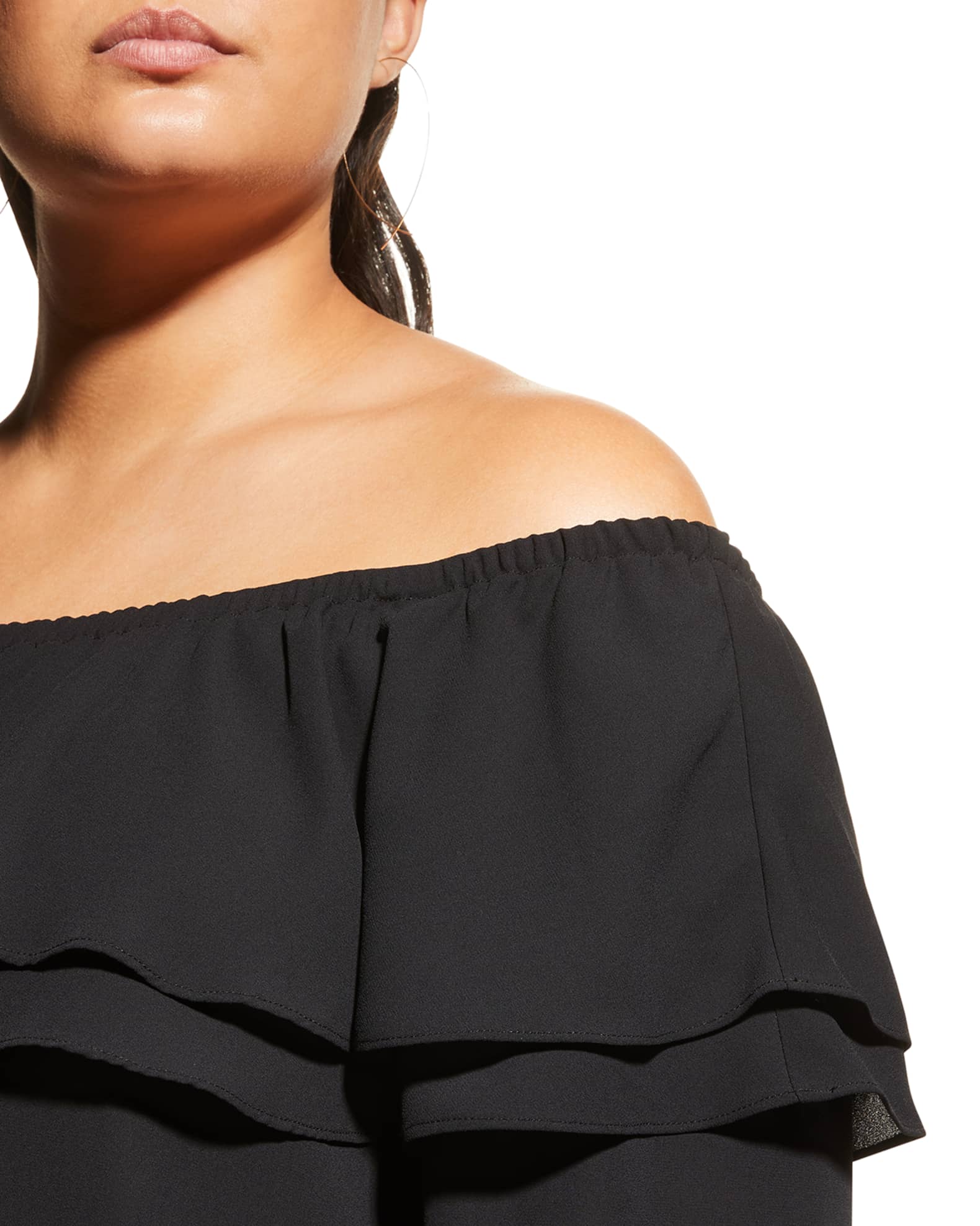MICHAEL Michael Kors Plus Size Tiered Ruffle Off-Shoulder Peasant Top ...