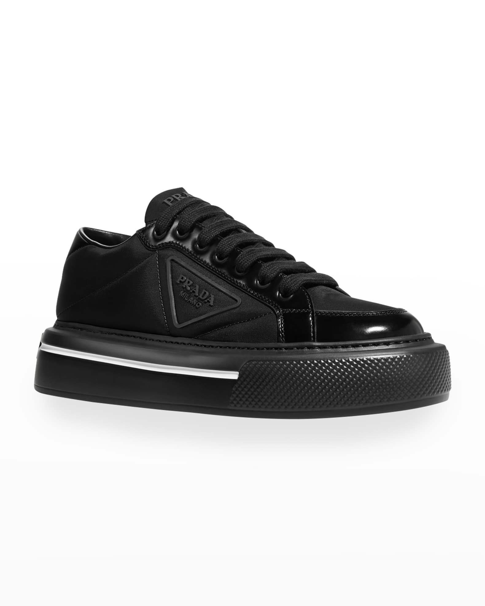 Prada Leather Low-Top Tennis Sneakers | Neiman Marcus