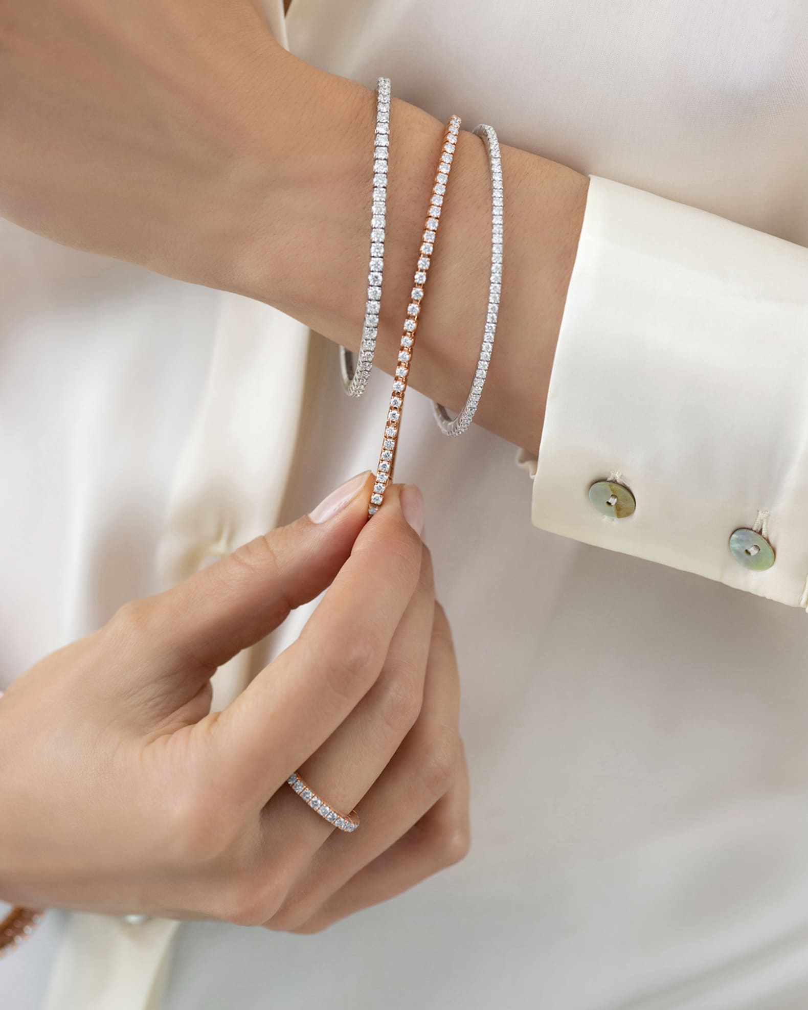 Extensible 18k Round Diamond Stretch Bracelet | Neiman Marcus