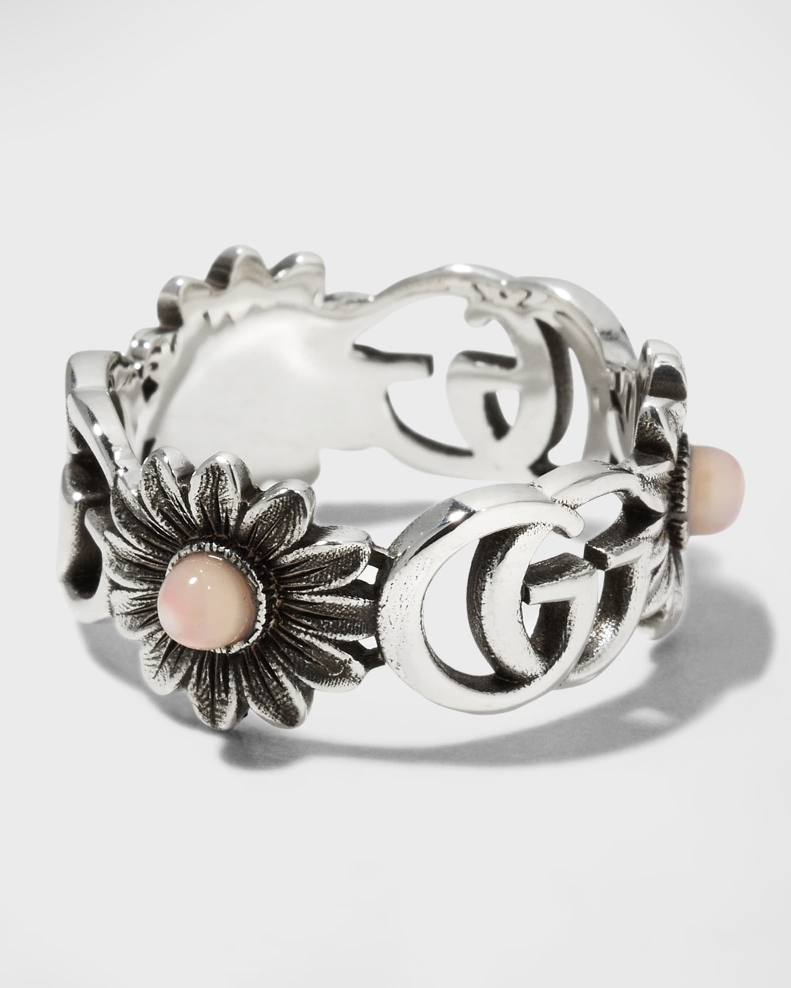 Gucci GG Marmont Sterling Silver Flower Ring | Neiman Marcus