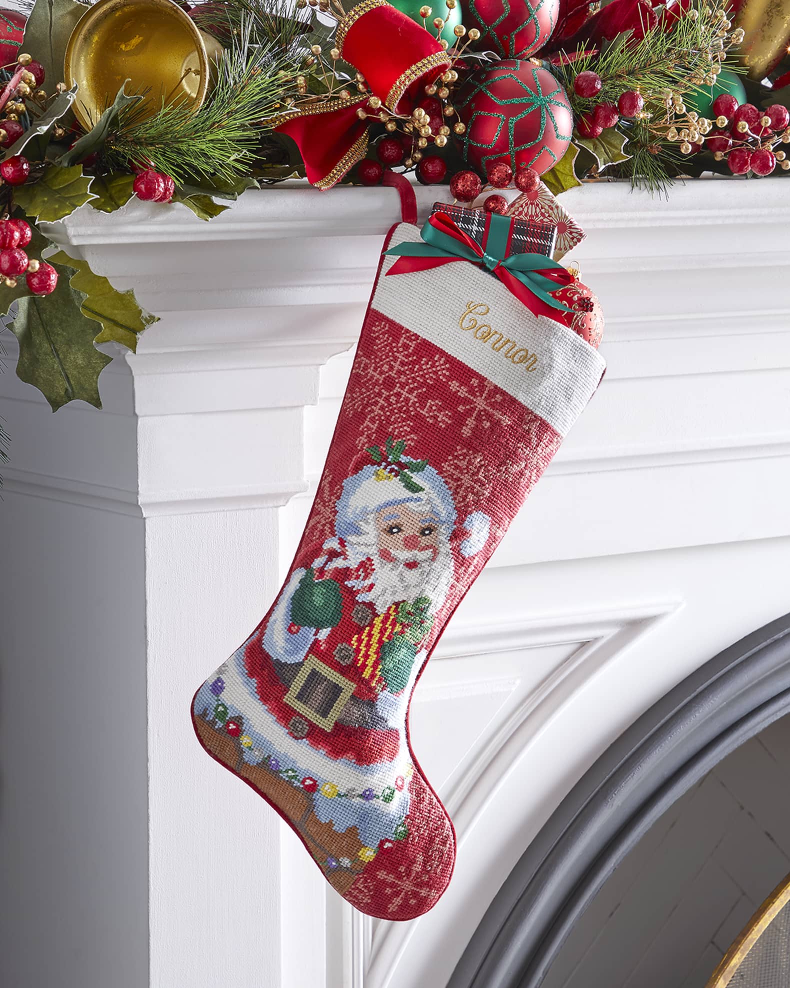 Sferra Retro Santa Holiday Stocking, Personalized | Neiman Marcus