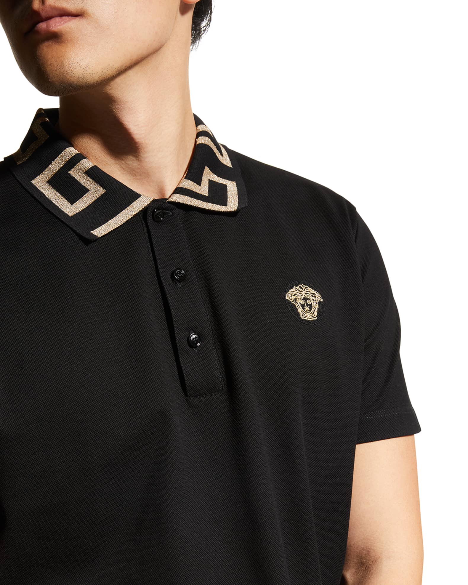 Versace Men's Greca-Collar Polo Shirt | Neiman Marcus