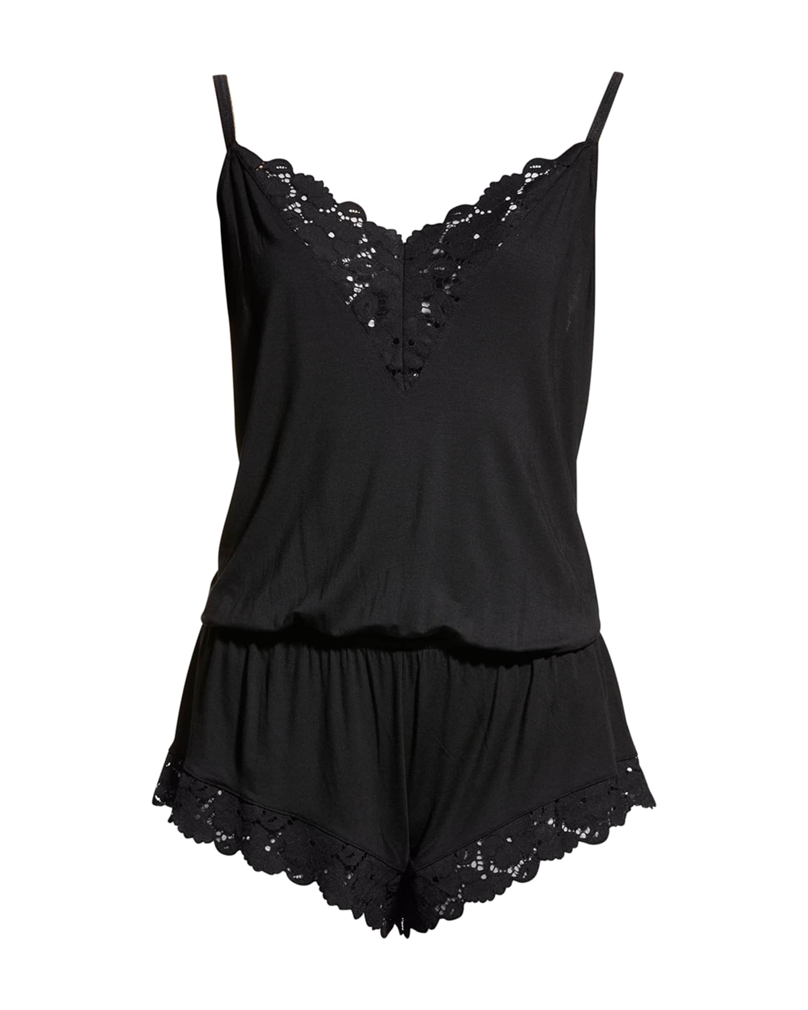Eberjey Naya Double Lace Inset Teddy Romper | Neiman Marcus