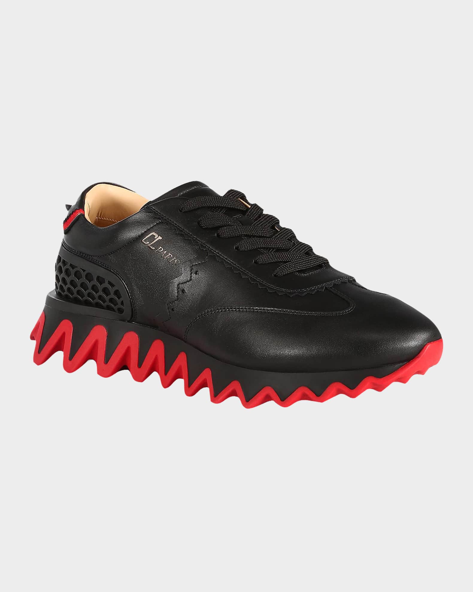 Christian Louboutin Men's Loubishark Flat Leather Red-Sole Runner ...