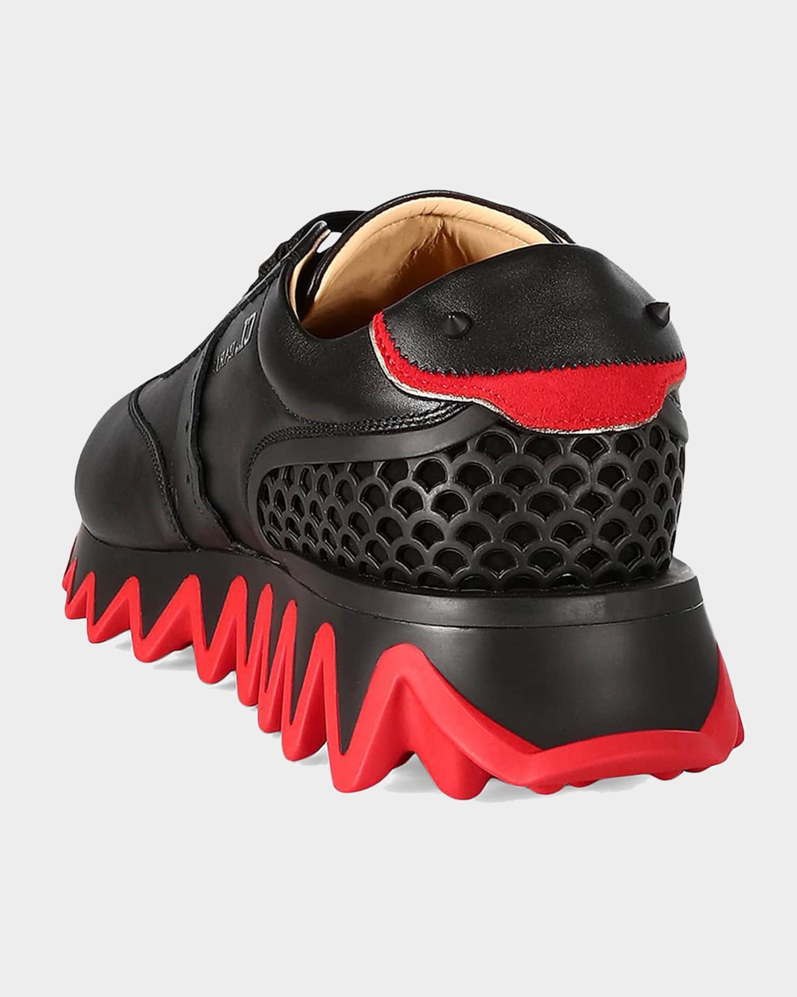 Christian Louboutin Men's Loubishark Flat Leather Red-Sole Runner ...