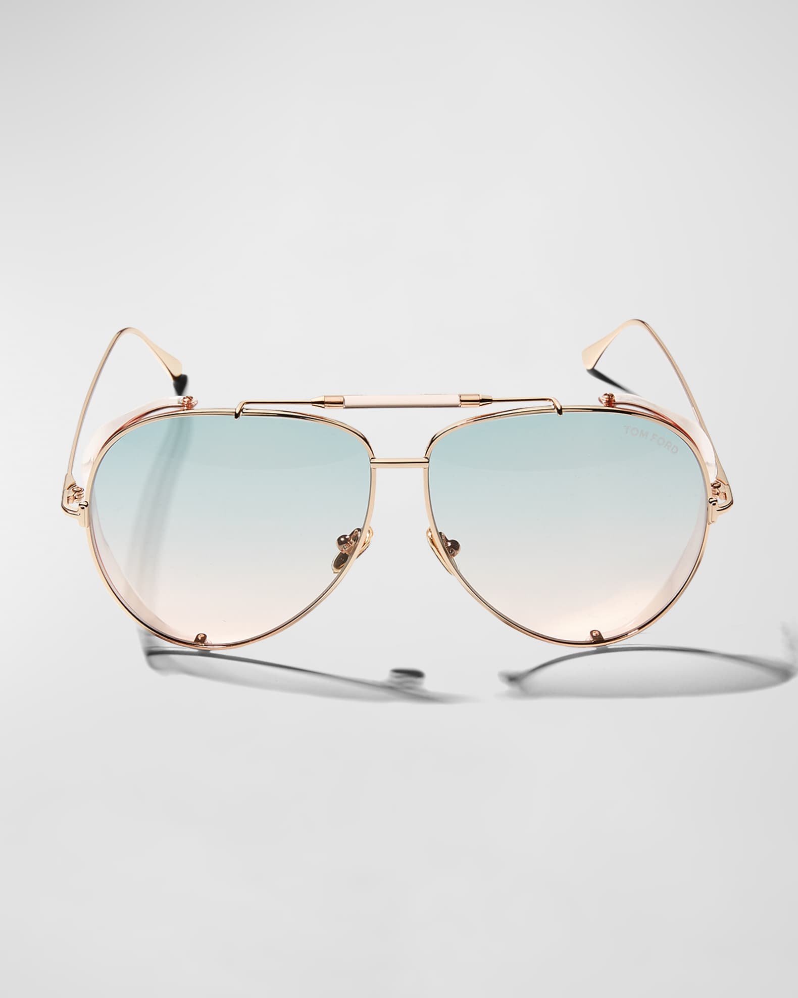 TOM FORD Jack Metal Aviator Sunglasses w/ Side Shields | Neiman Marcus