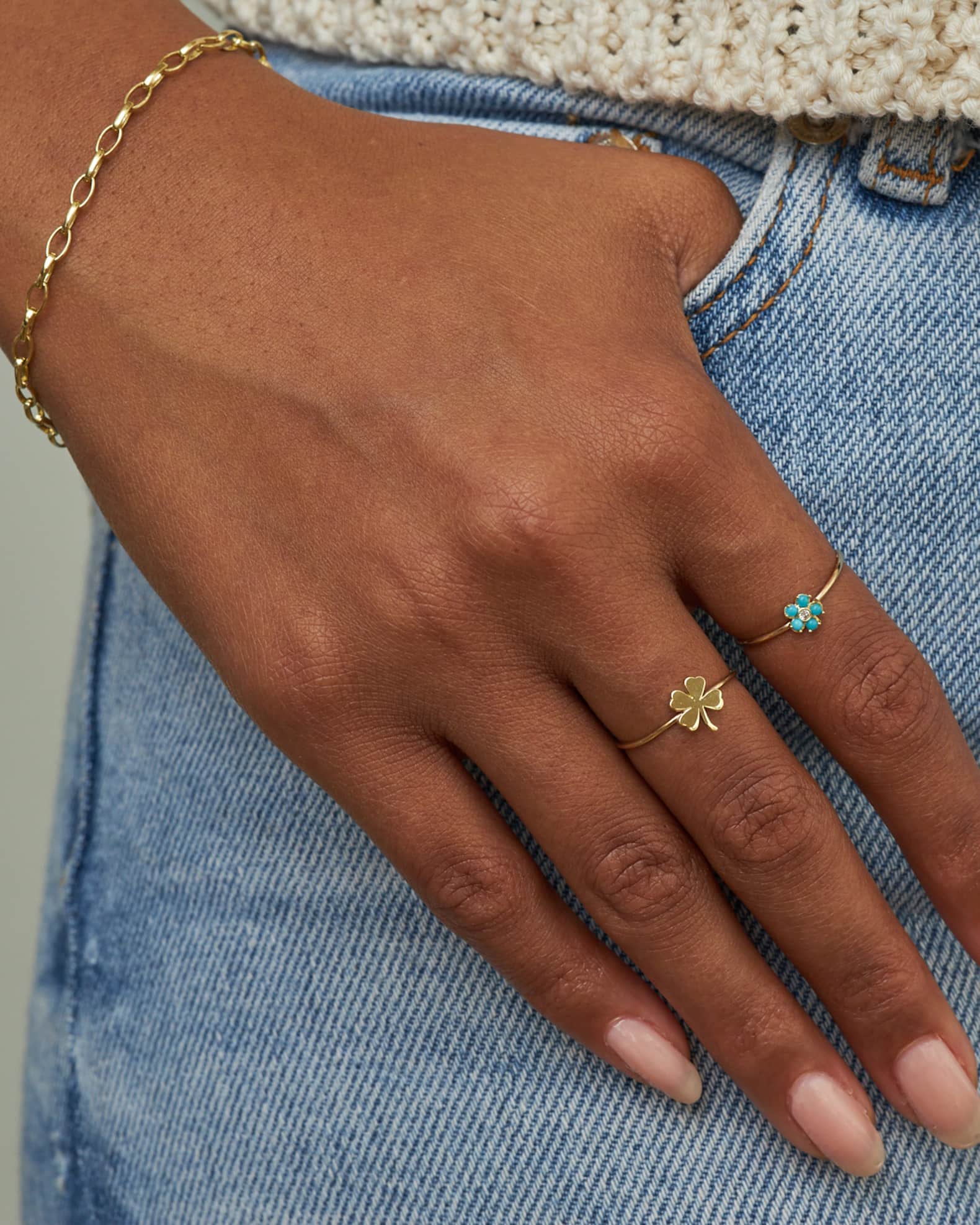 Jennifer Meyer 18k Mini Four-Leaf Clover Ring, Size 6.5 | Neiman Marcus