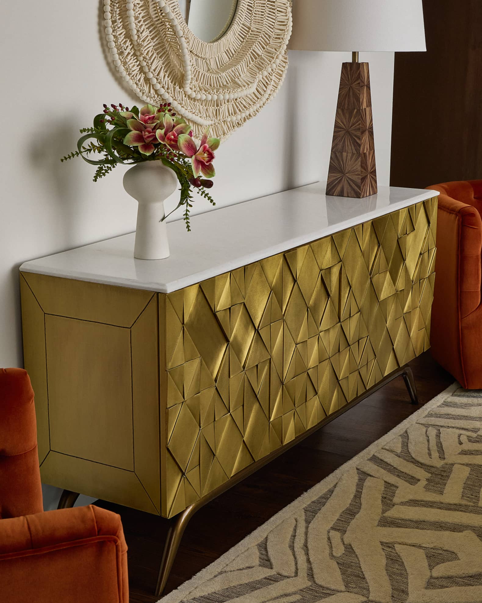 Global Views Triangle Cabinet, Brass | Neiman Marcus
