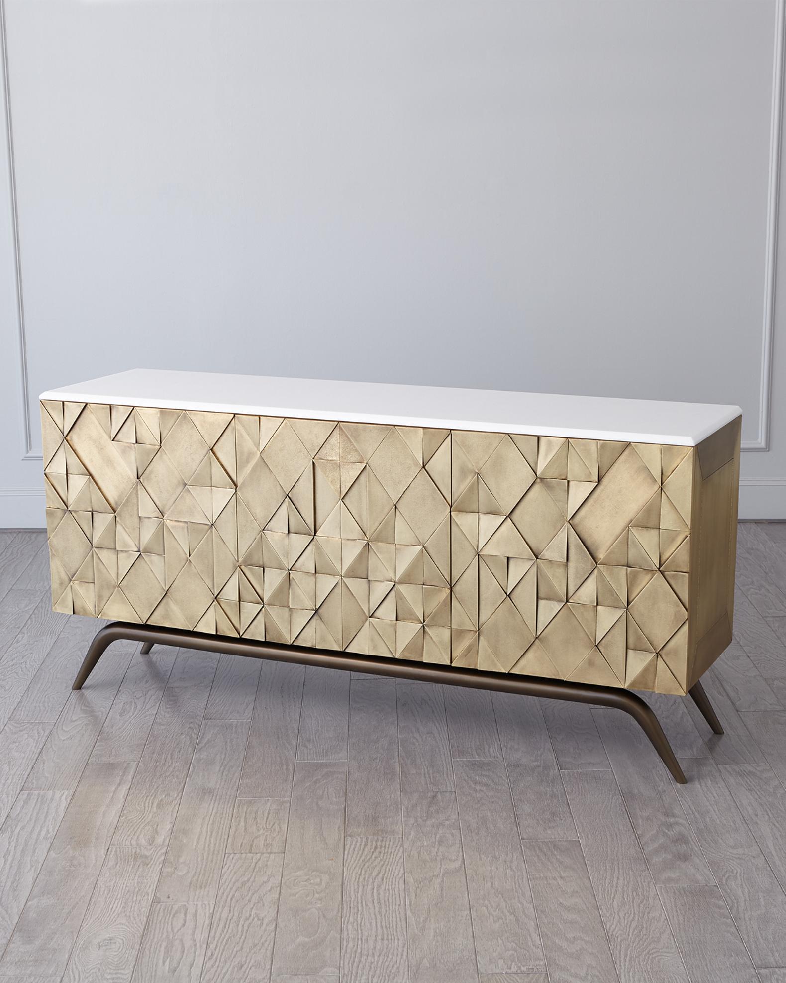 Global Views Triangle Cabinet, Brass | Neiman Marcus