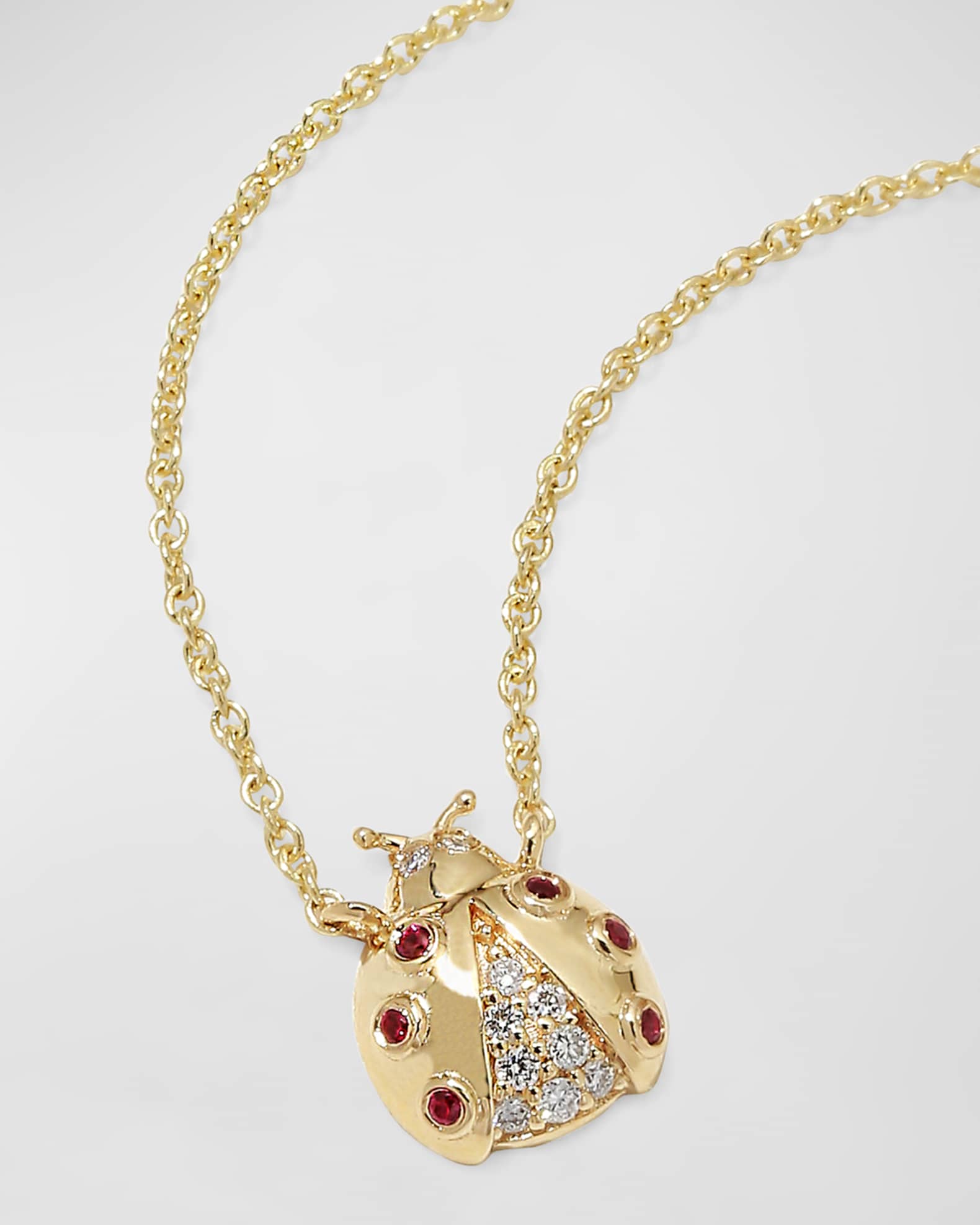 Sydney Evan Small Ruby Ladybug with Open Wings Necklace | Neiman Marcus