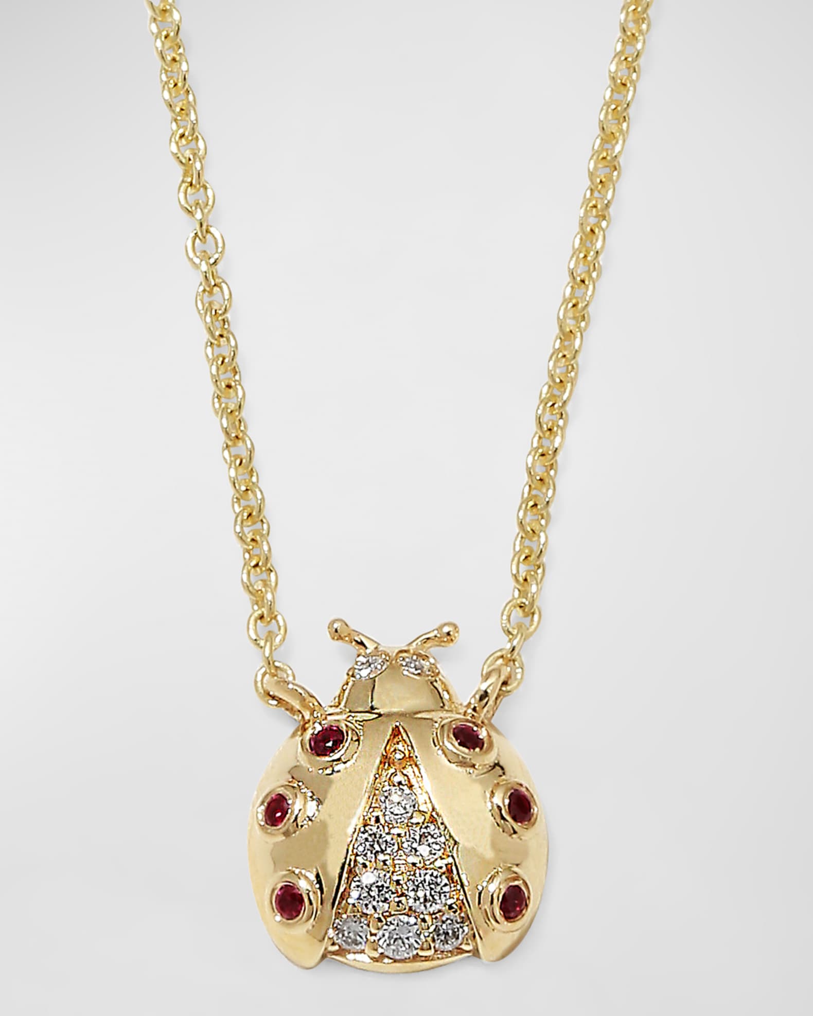 Sydney Evan Small Ruby Ladybug with Open Wings Necklace | Neiman Marcus
