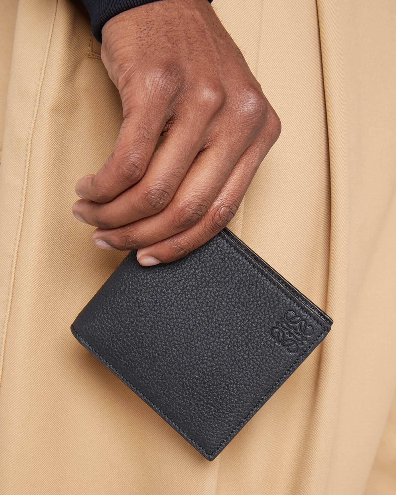 Loewe Men's Debossed Anagram Leather Bifold Wallet | Neiman Marcus