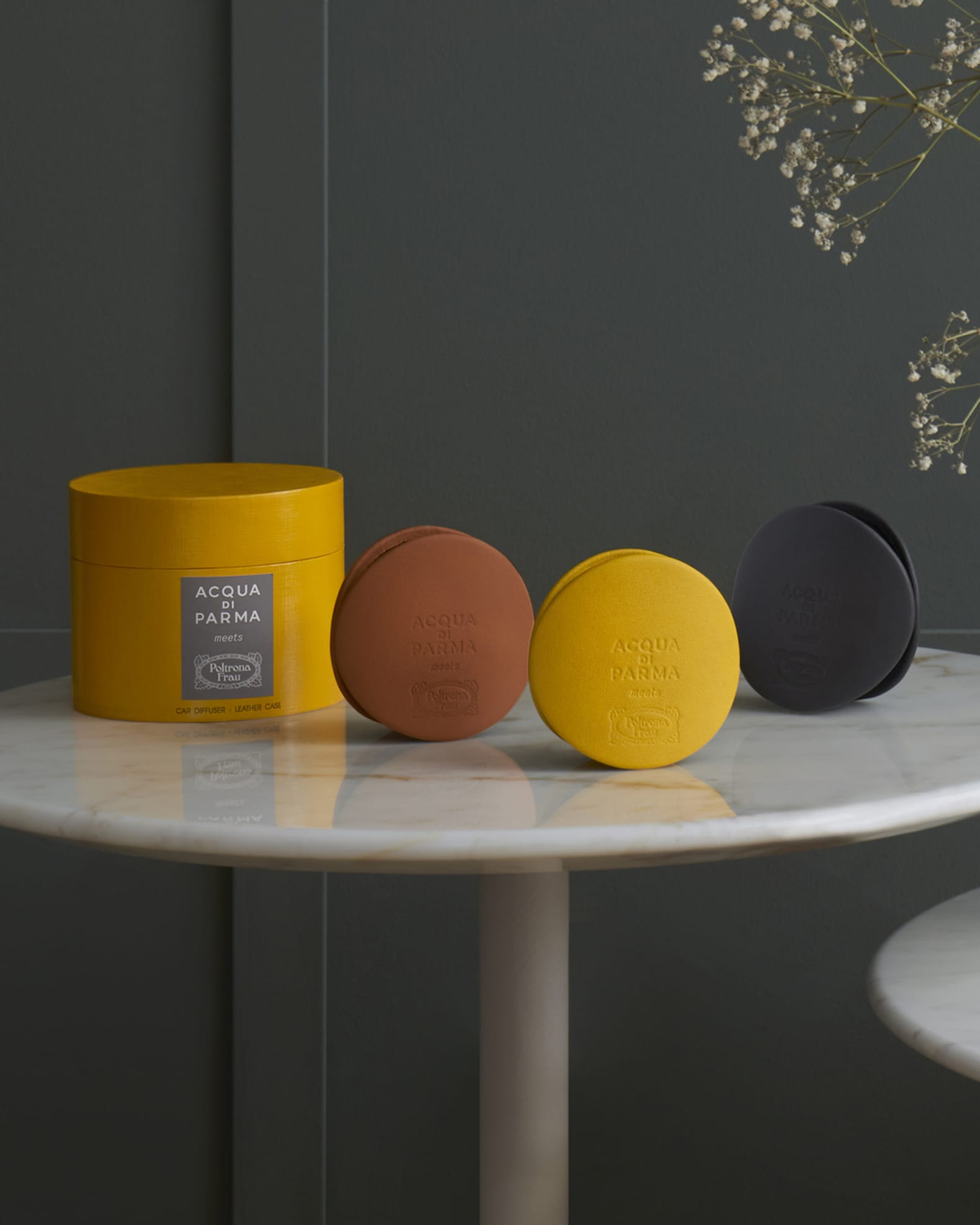 Acqua di Parma Yellow Leather Car Diffuser Case | Neiman Marcus