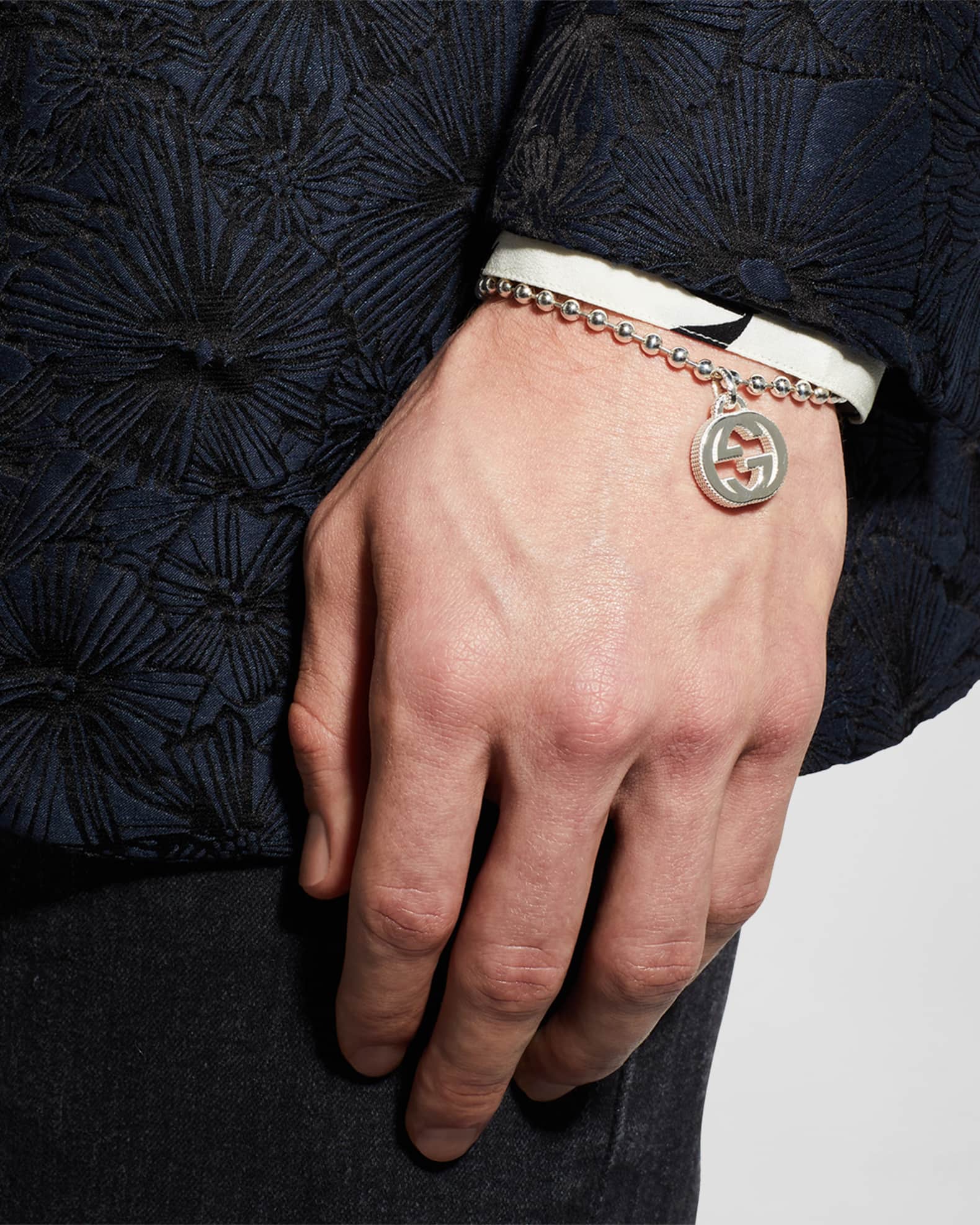 Gucci Interlocking G Silver Bead Bracelet | Neiman Marcus