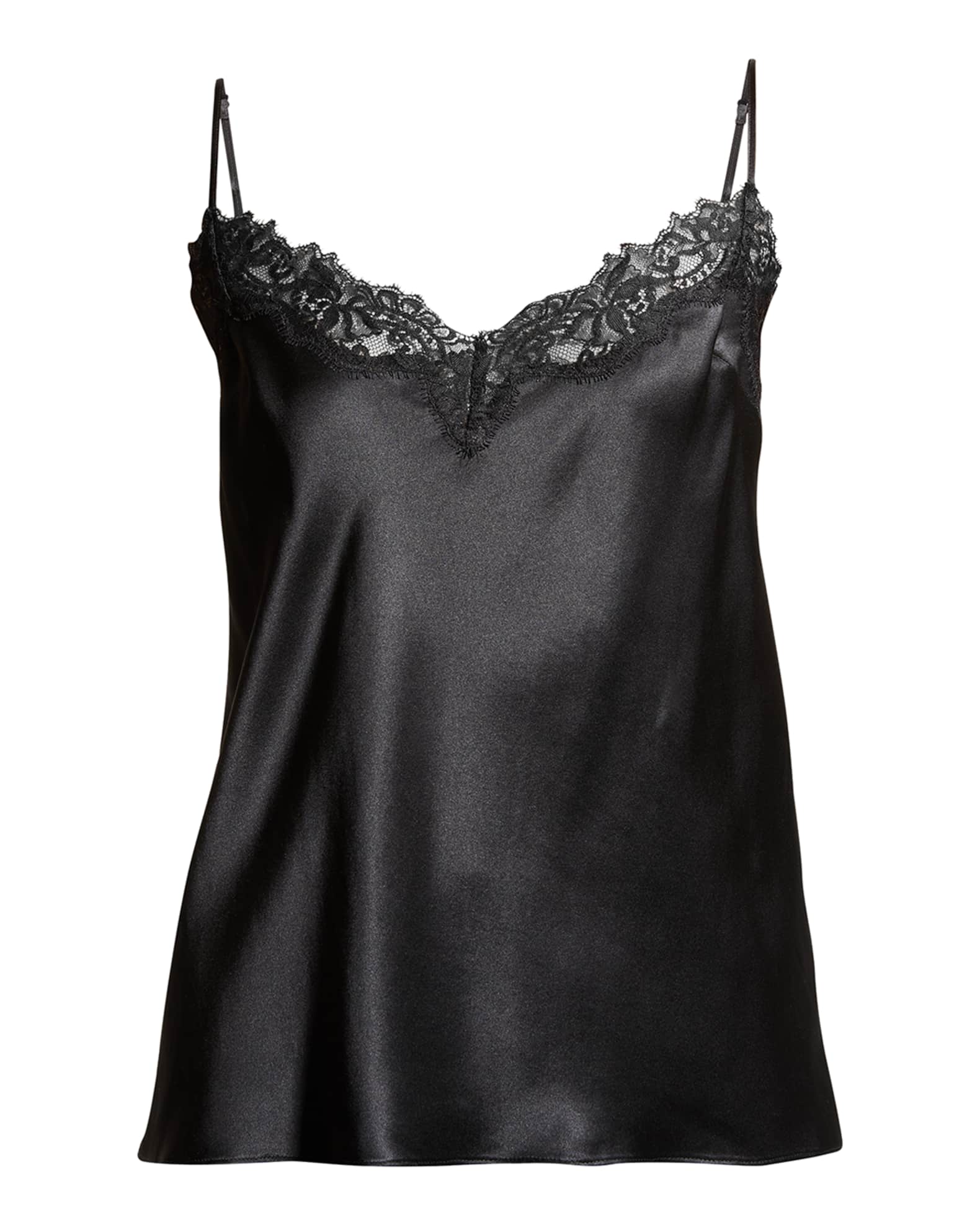 Neiman Marcus Lace Trim Silk Camisole Neiman Marcus