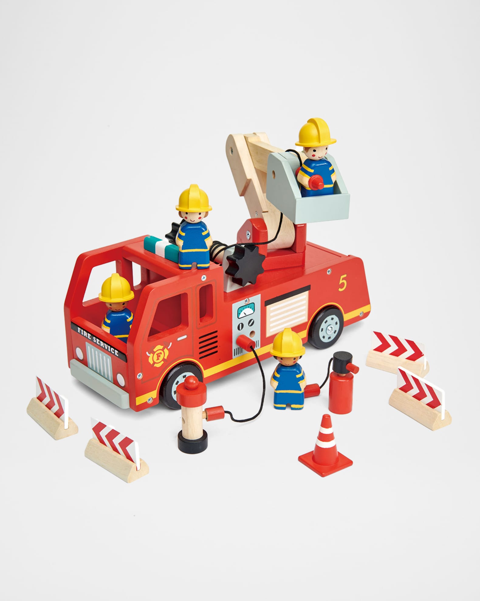 Tender Leaf Toys Kid's Fire Engine Wooden Toy Set | Neiman Marcus