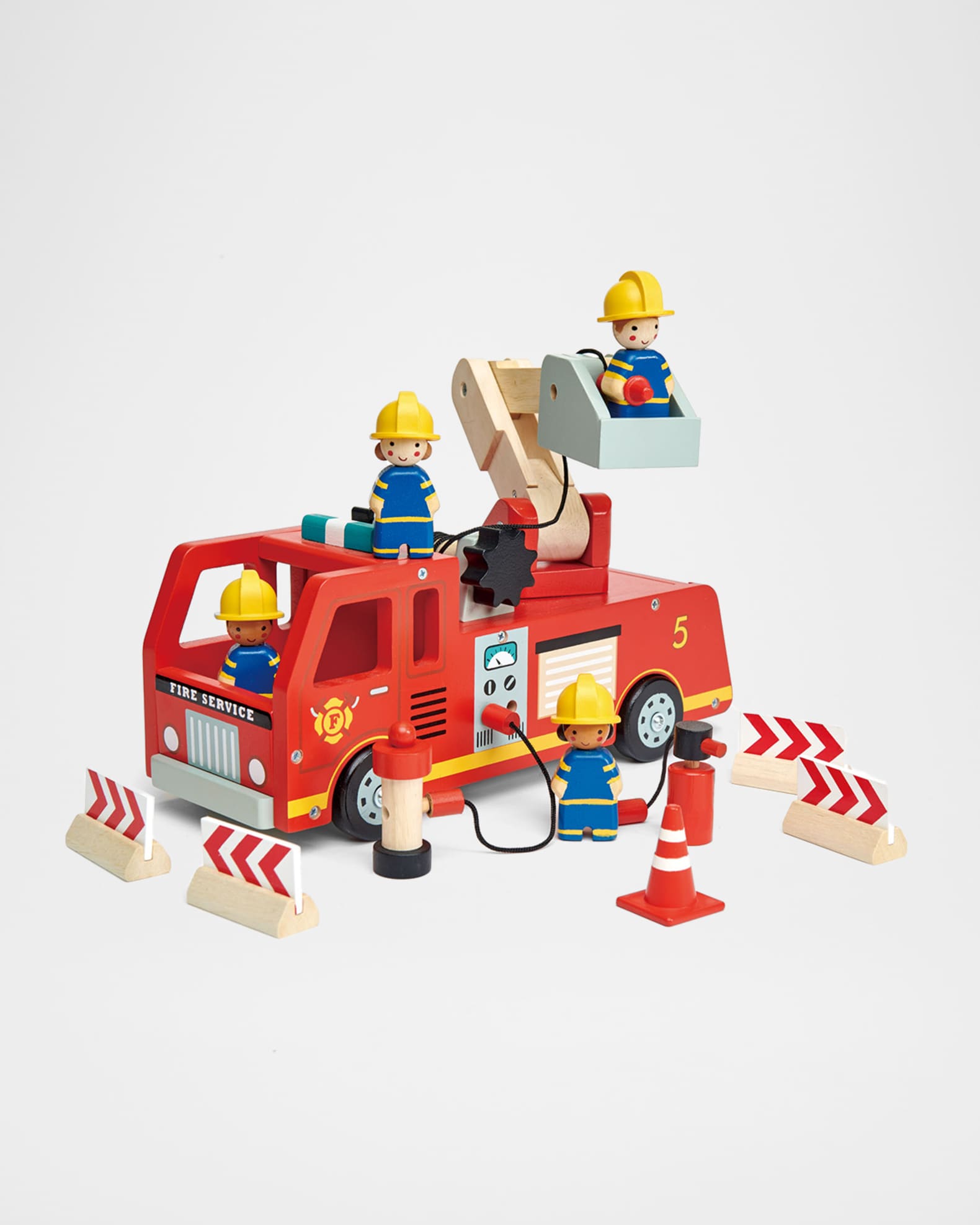 Tender Leaf Toys Kid's Fire Engine Wooden Toy Set | Neiman Marcus