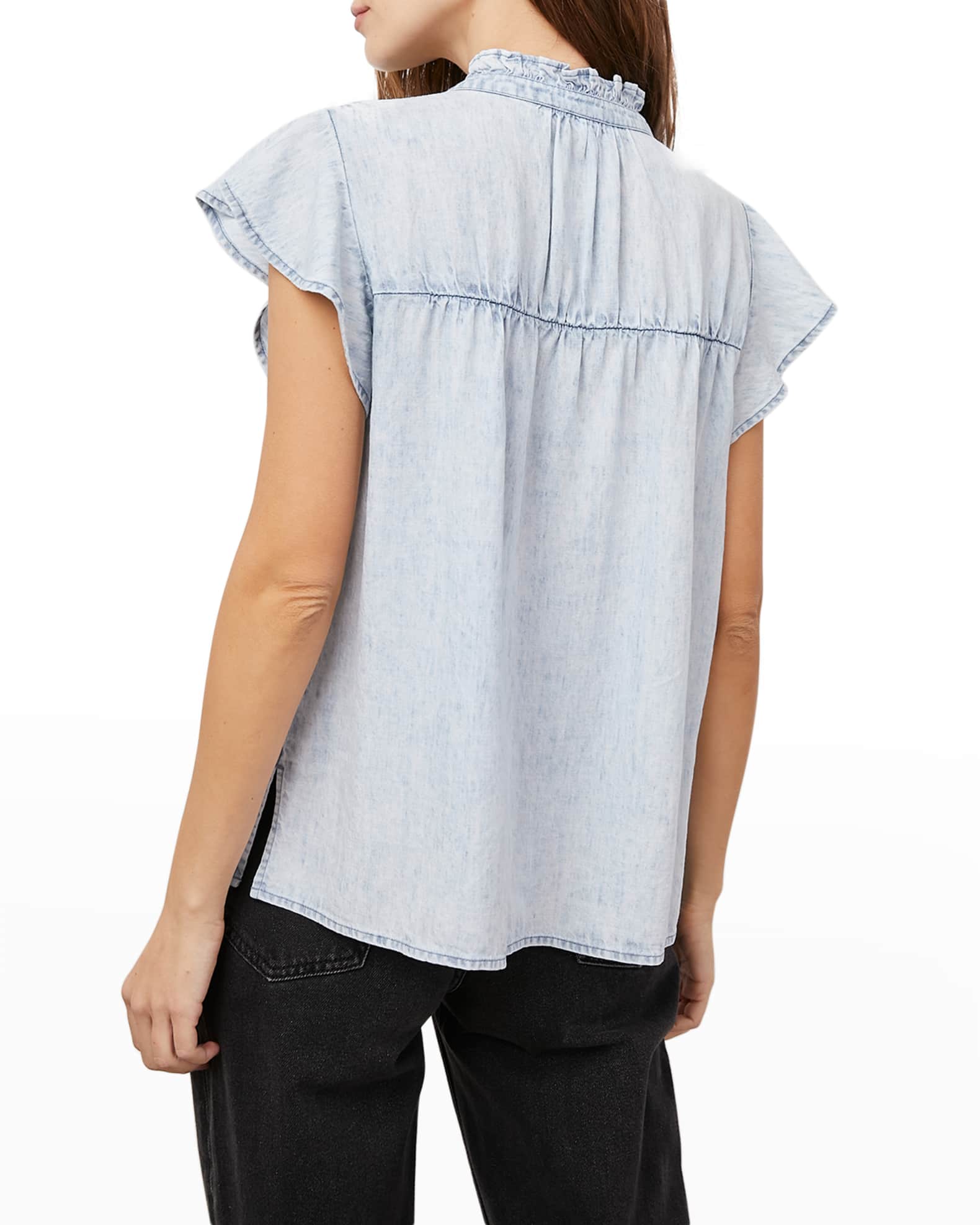 Rails Ruthie Ruffle Denim Shirt | Neiman Marcus