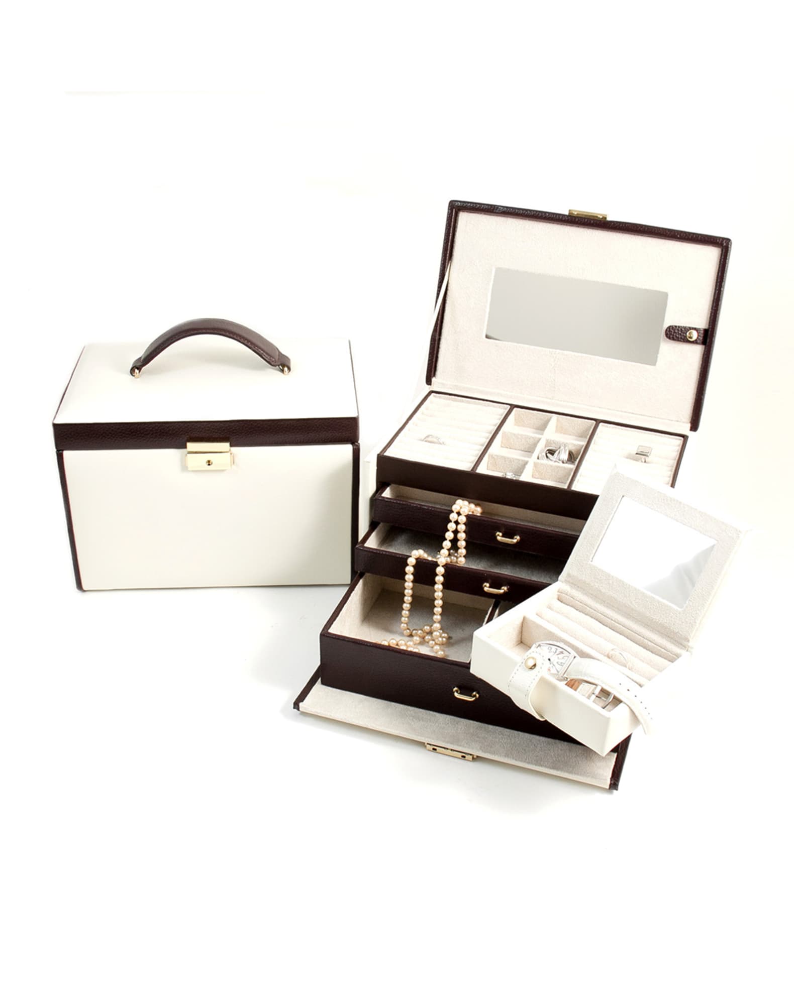 Bey-Berk Leather Four-Level Jewelry Box | Neiman Marcus