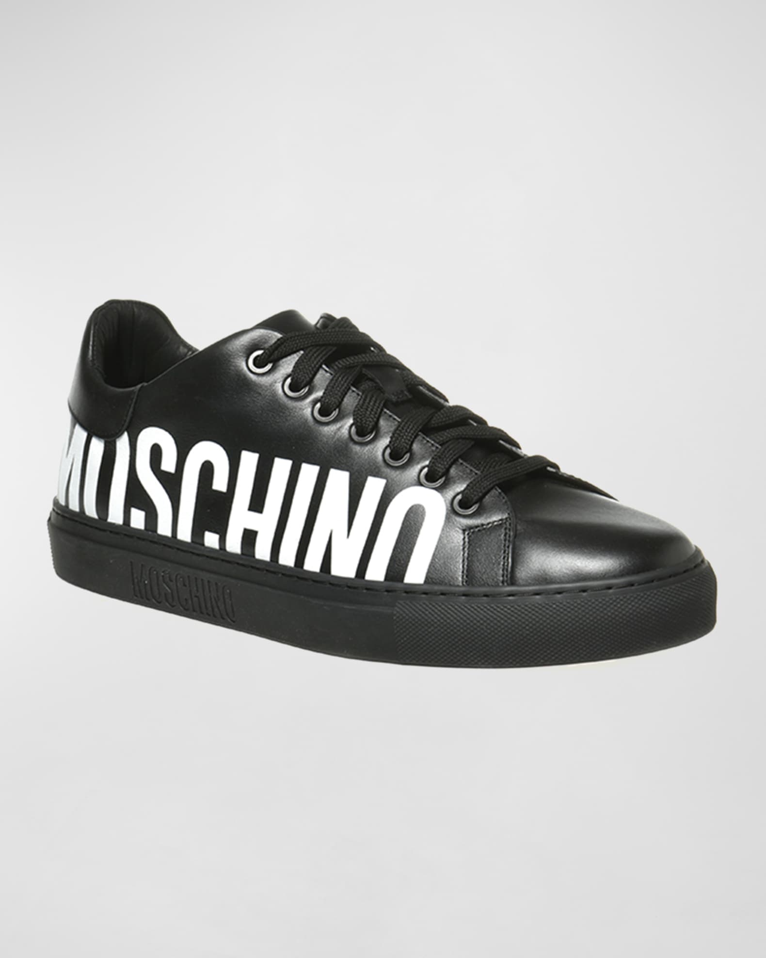 Moschino Men's Logo Leather Low-Top Sneakers | Neiman Marcus