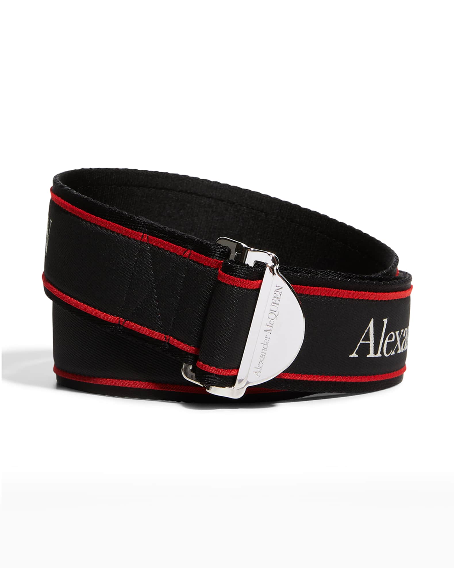 Alexander McQueen Men's Logo Webbing Belt | Neiman Marcus