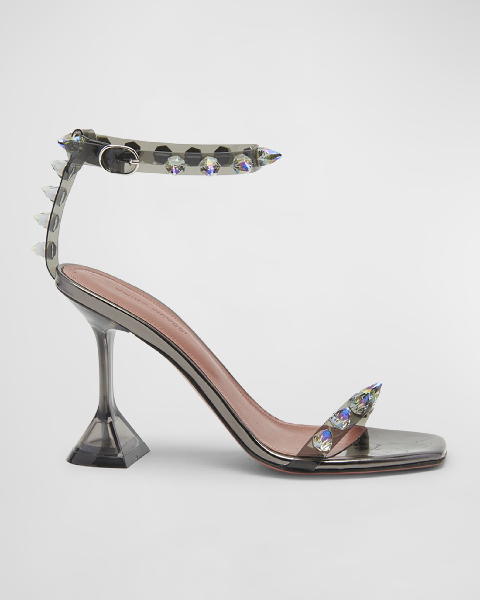 Amina Muaddi Julia Neon Crystal-Spike Clear Sandals | Neiman Marcus