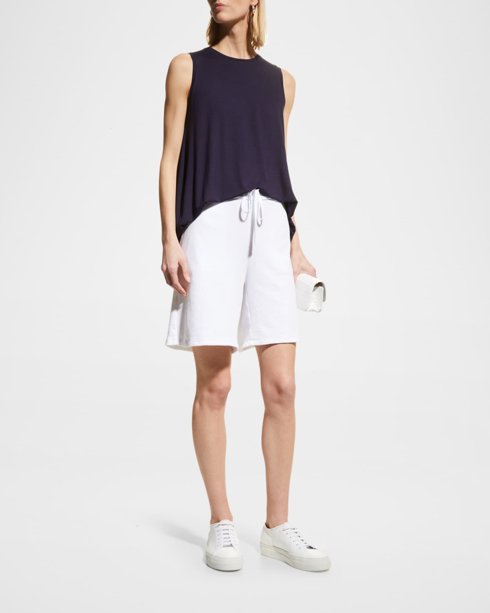 Eileen Fisher Crewneck Long Jersey Shell | Neiman Marcus