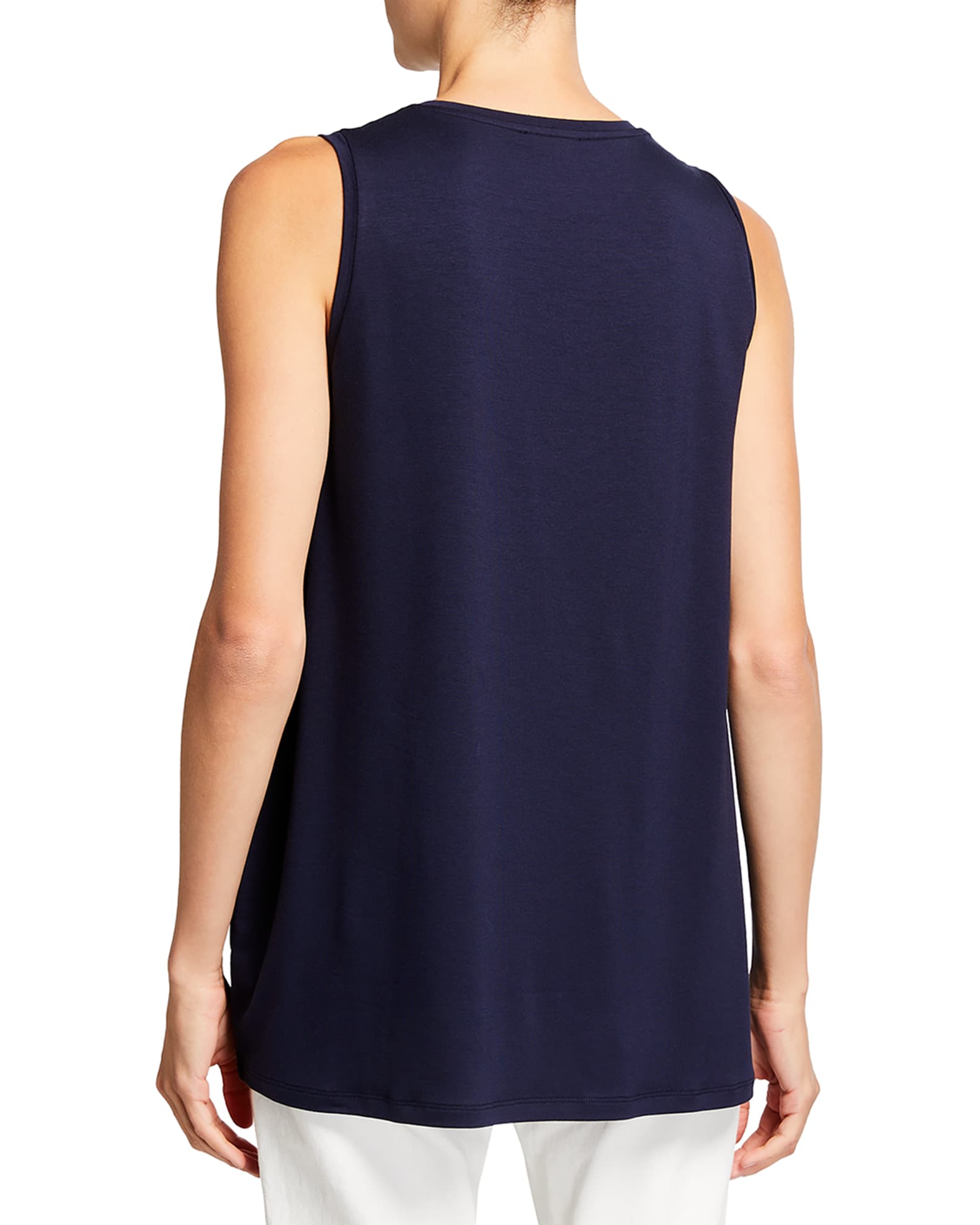 Eileen Fisher Crewneck Long Jersey Shell | Neiman Marcus