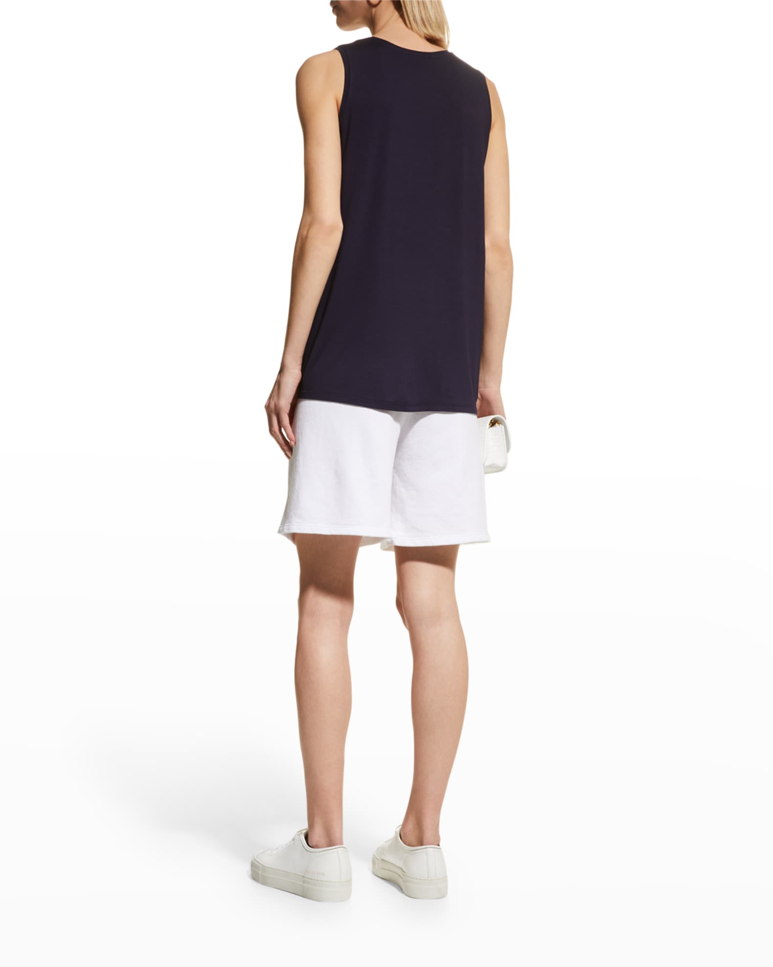 Eileen Fisher Crewneck Long Jersey Shell | Neiman Marcus