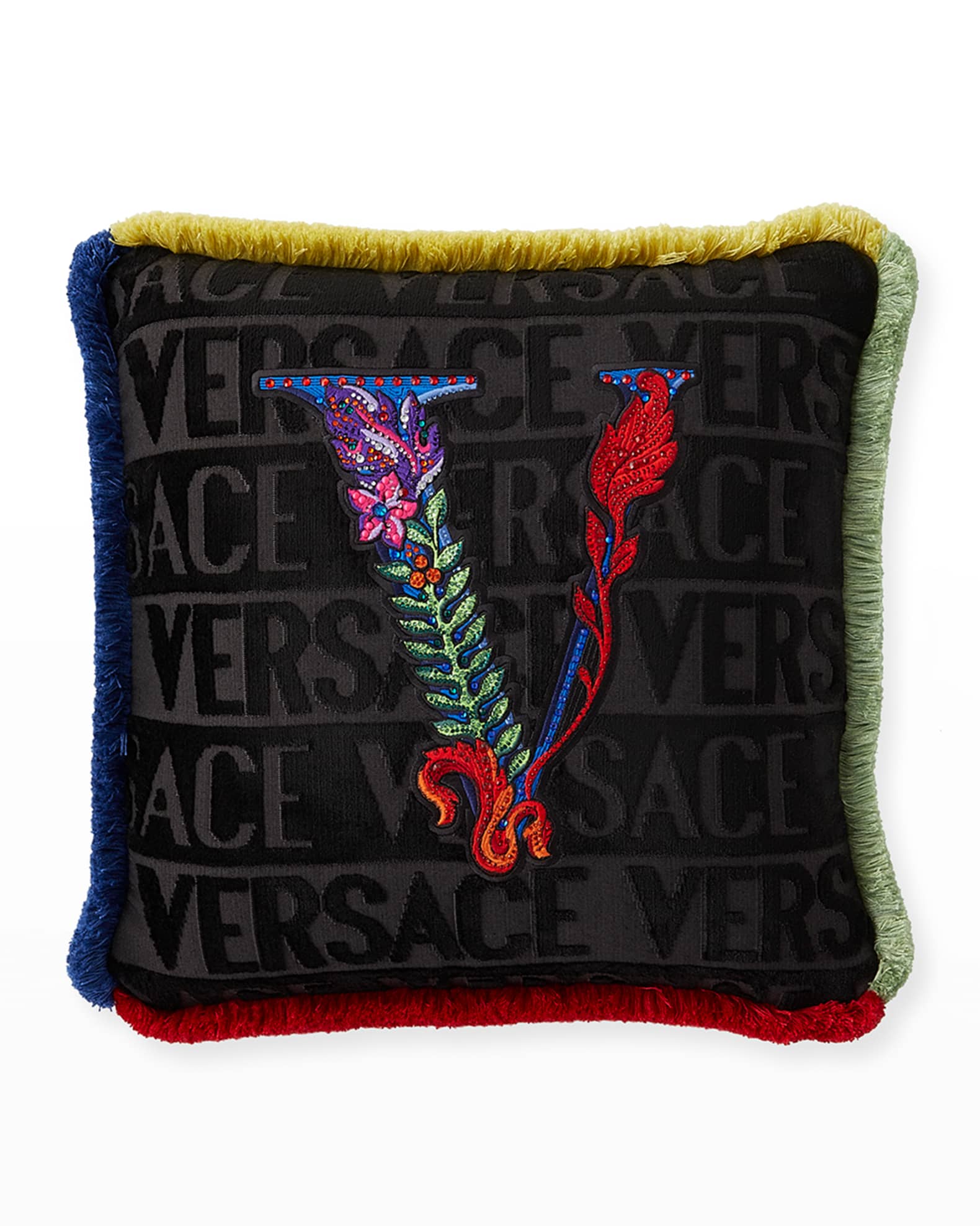 Versace Virtus Embellished Pillow, 18"Sq. | Neiman Marcus