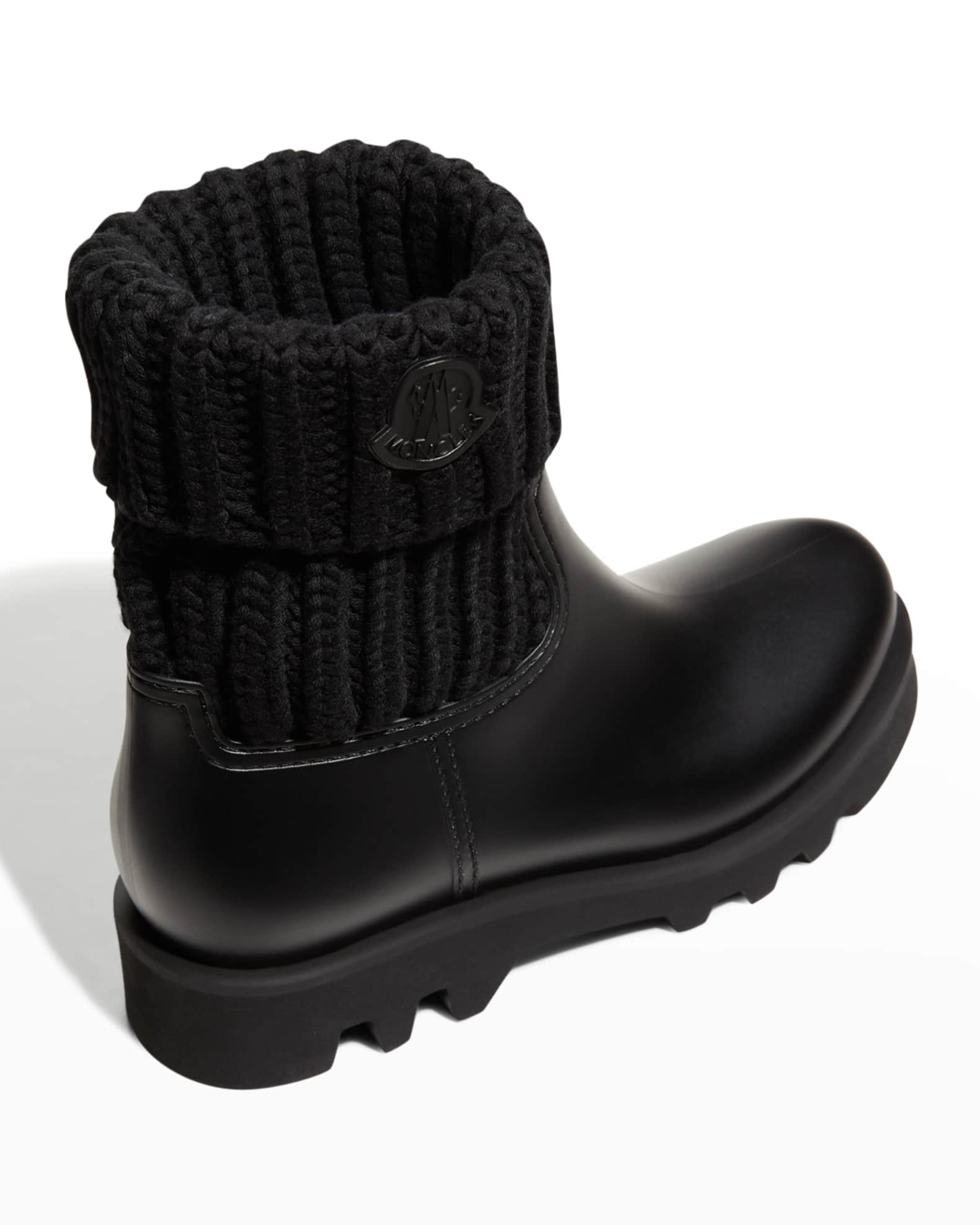 Moncler Ginette Knit Waterproof Rain Boots | Neiman Marcus