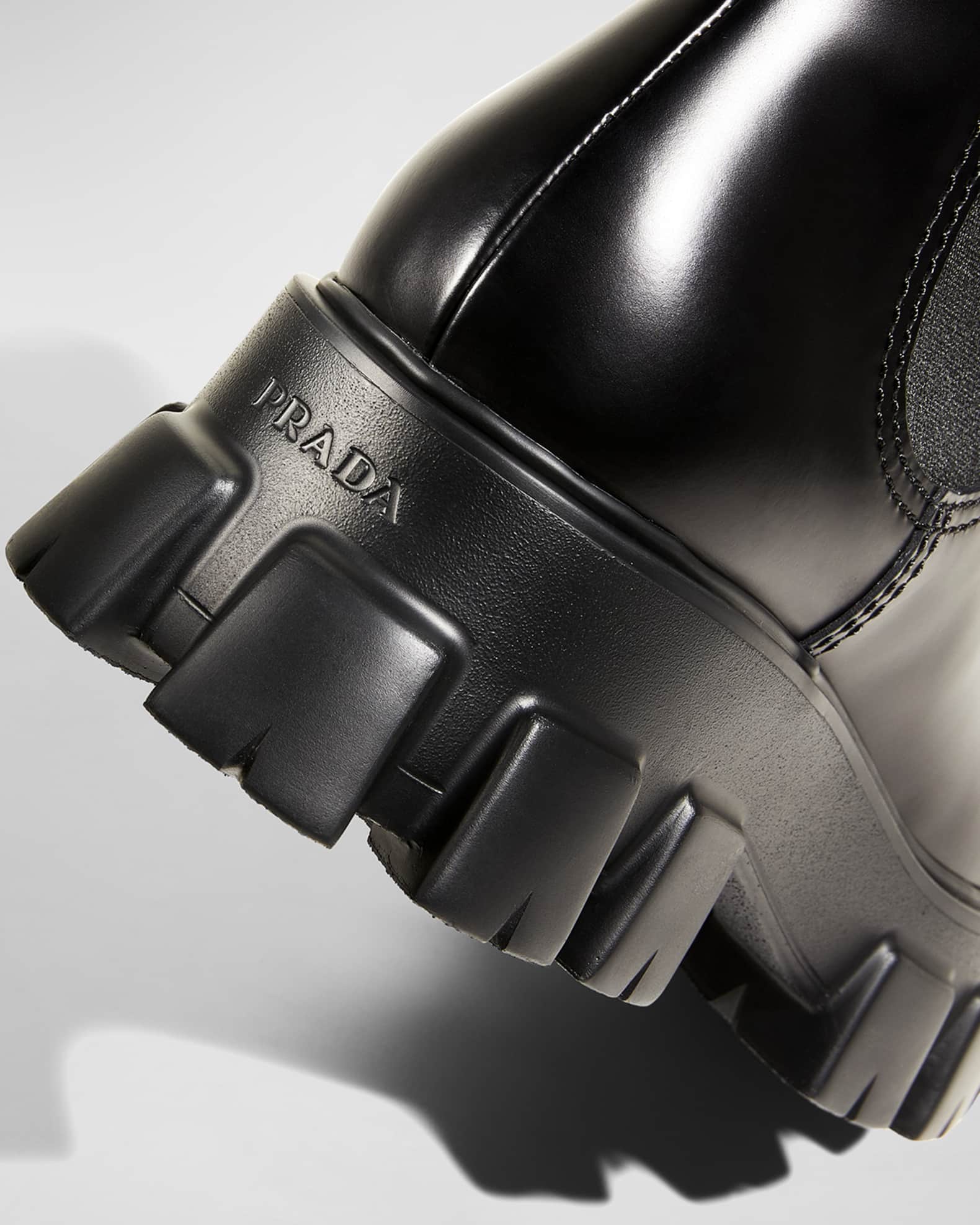 Prada Men's Monolith Brushed Leather Chelsea Boots | Neiman Marcus