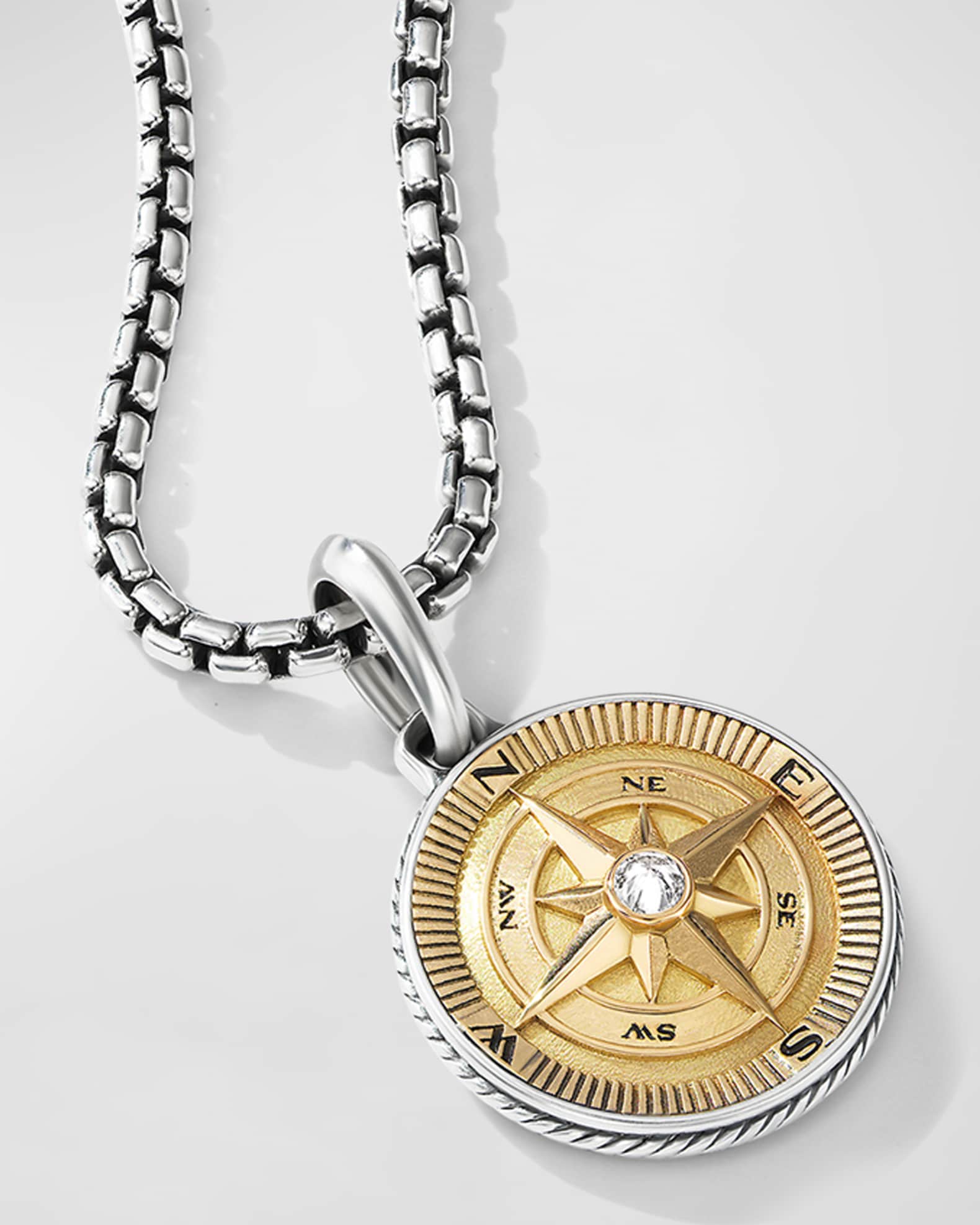 David Yurman Men's Maritime Compass Pendant in Silver with 18K Gold, 29 ...