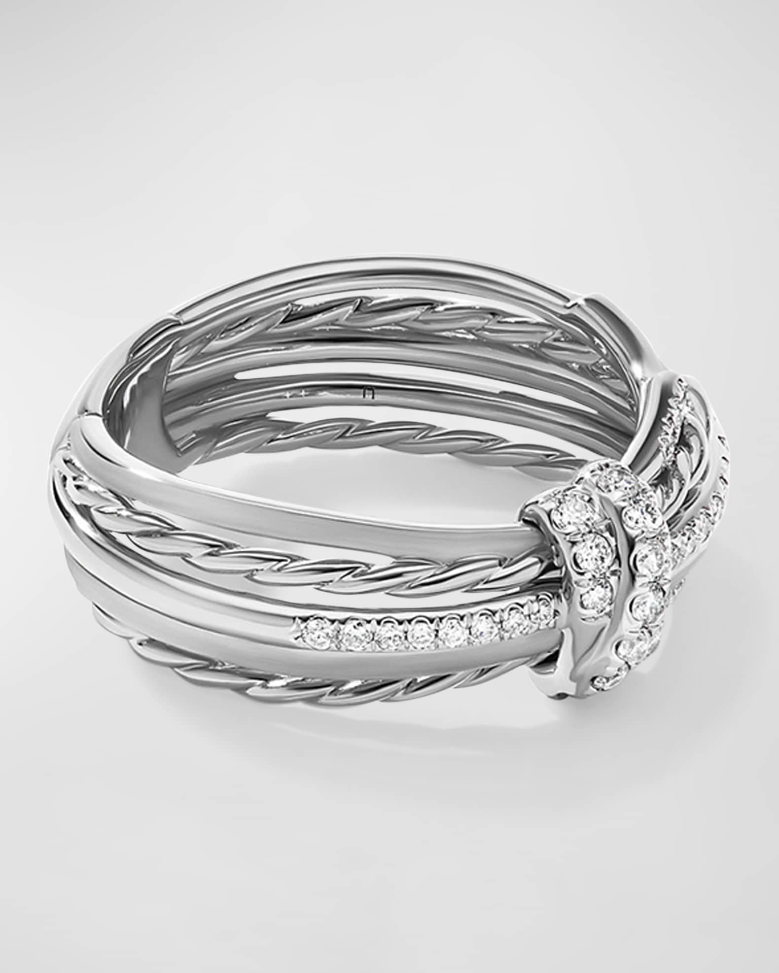 David Yurman 7.5mm Angelika Linear Ring with Diamonds in Sterling ...