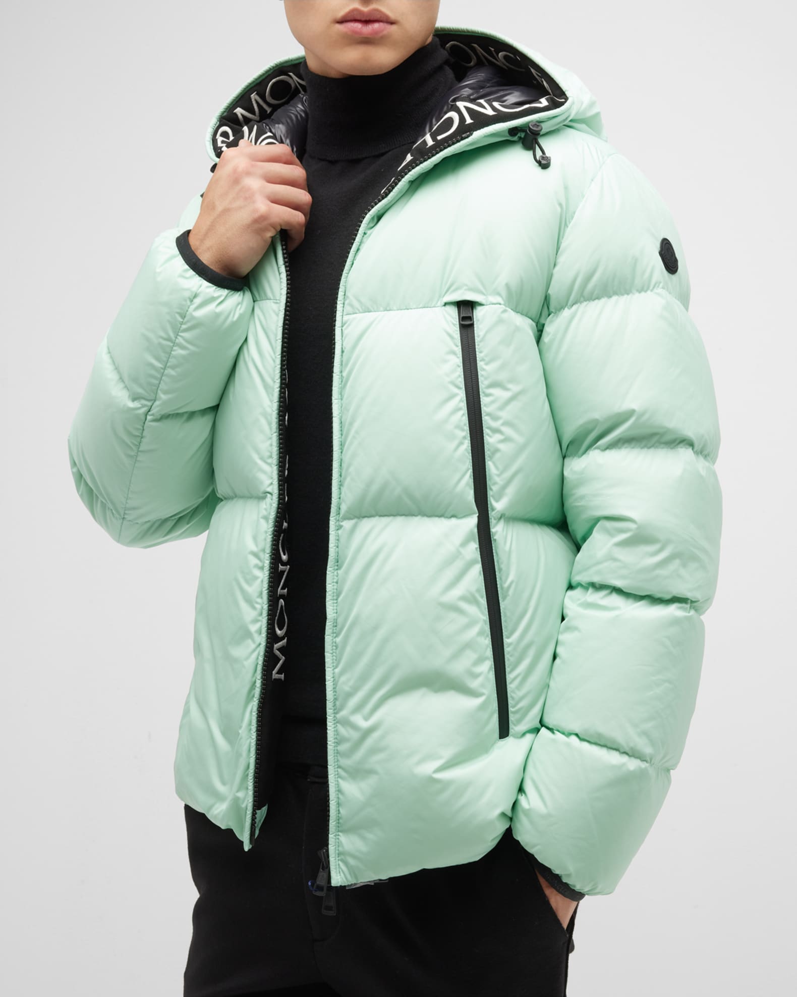 Moncler Men's Montcla Logo-Hood Puffer Jacket | Neiman Marcus