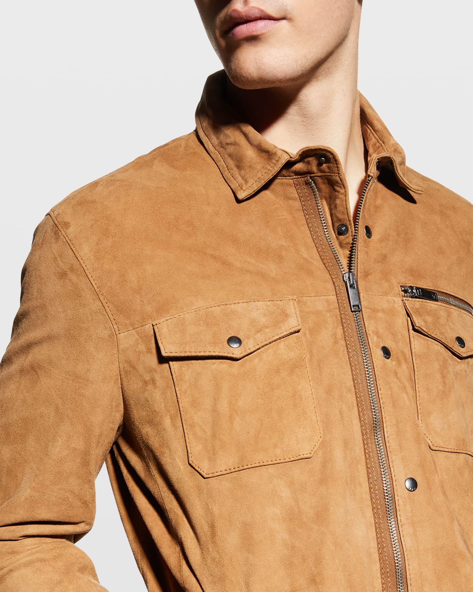John Varvatos Men's Shilo Light Suede Jacket | Neiman Marcus
