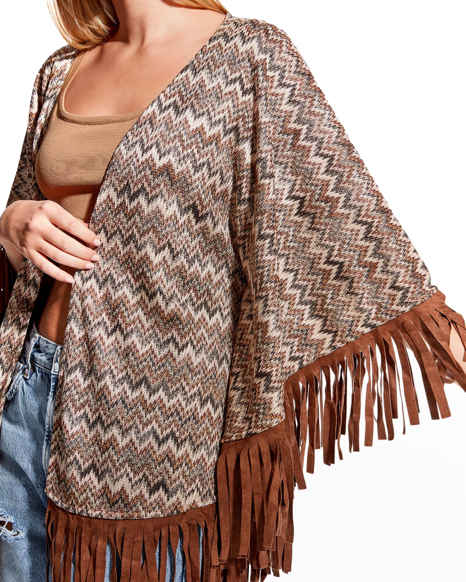 ASTARS Chalet Vegan Fringe Poncho | Neiman Marcus