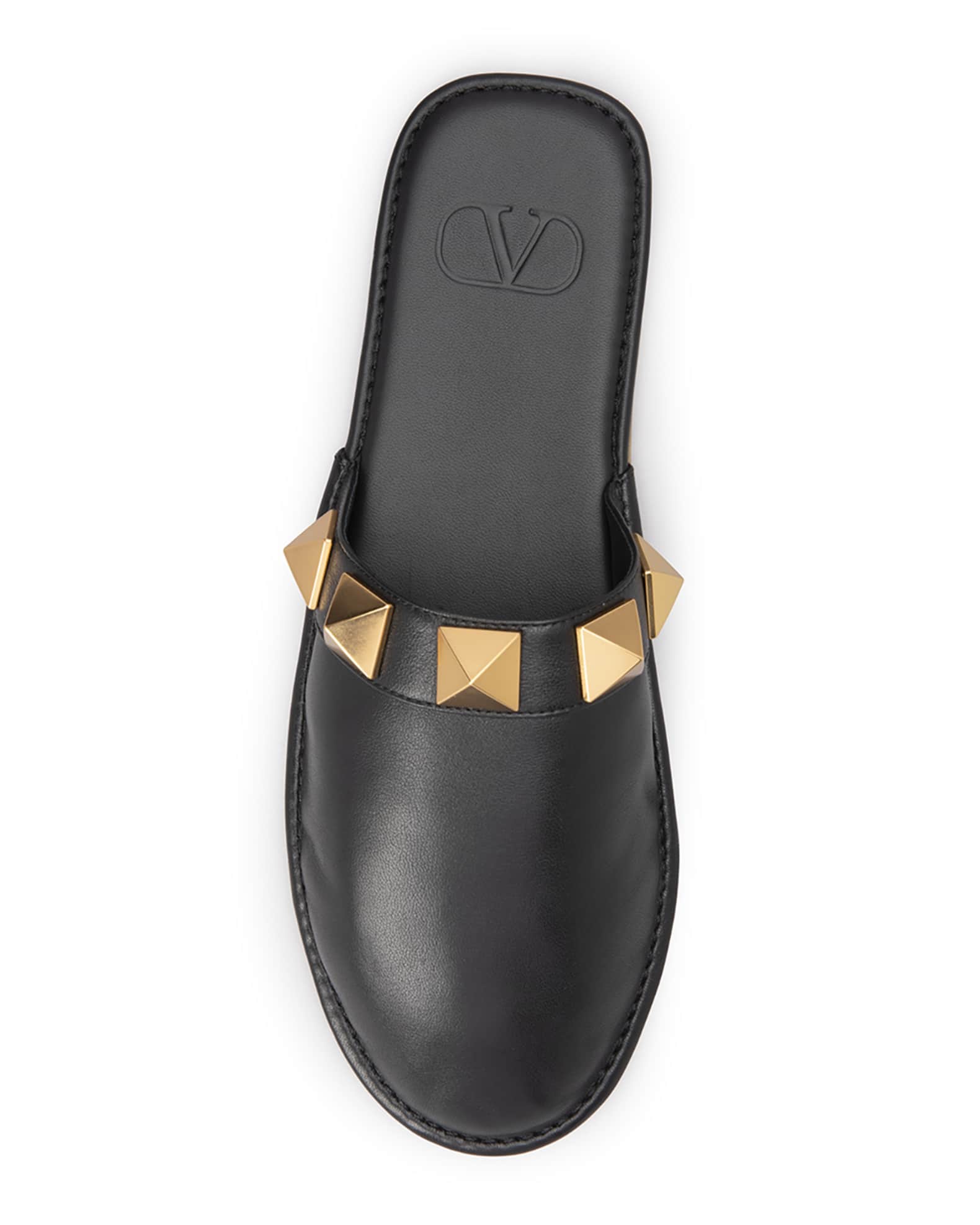Valentino Garavani Roman Stud Leather Mule Slippers | Neiman Marcus