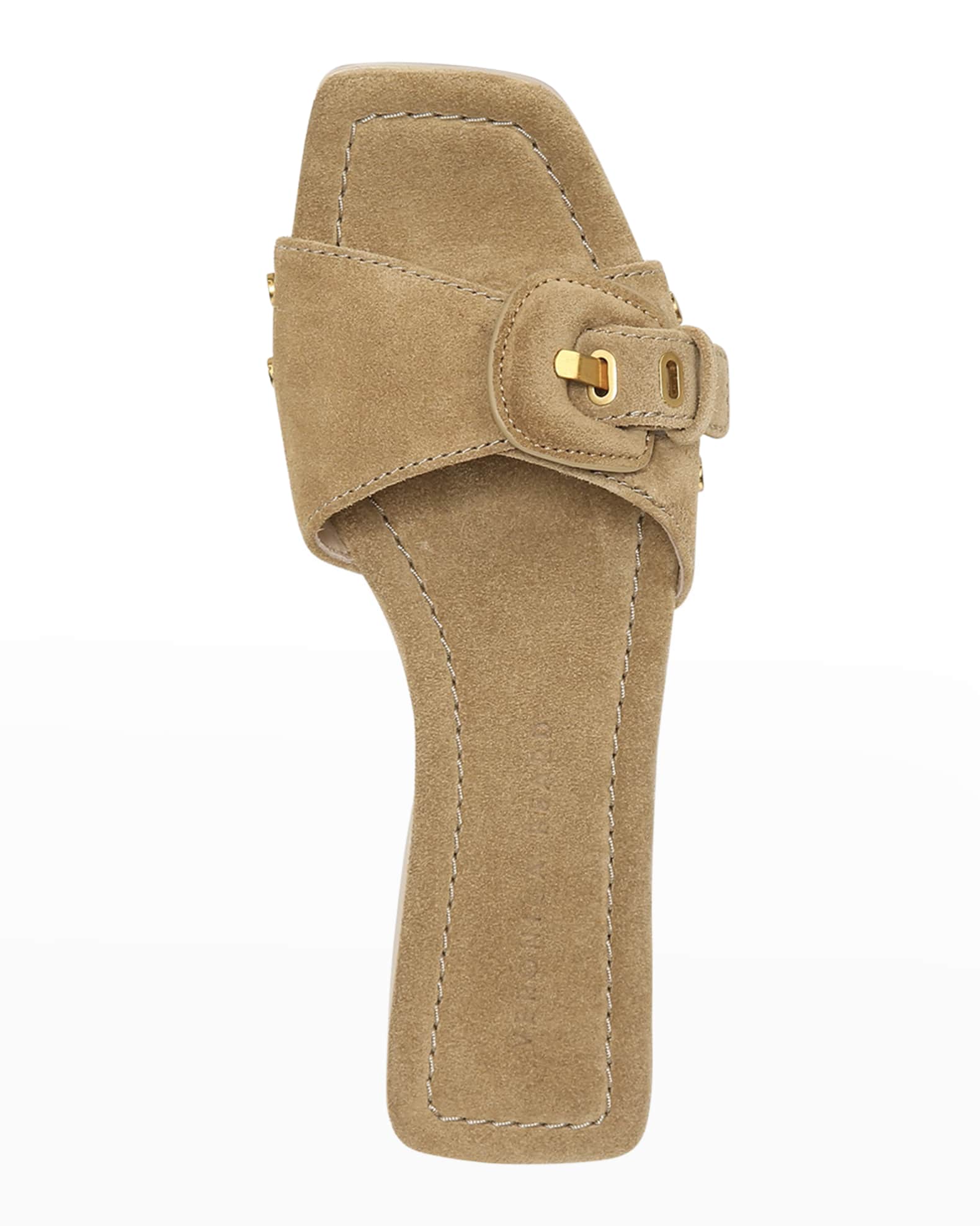 Veronica Beard Davina Suede Buckle Slide Sandals | Neiman Marcus