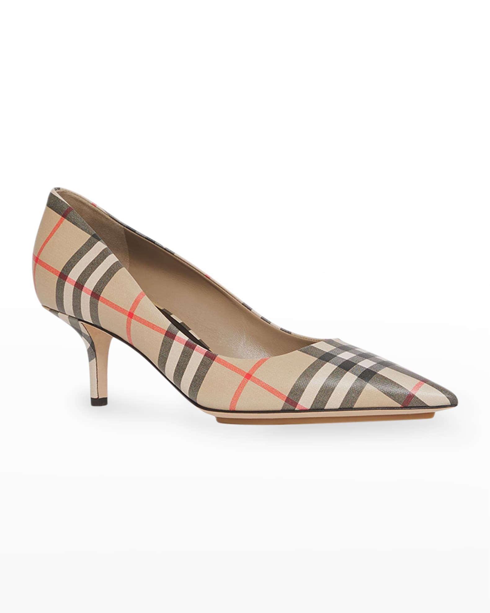 Burberry Aubri Check-Print Leather Pumps | Neiman Marcus