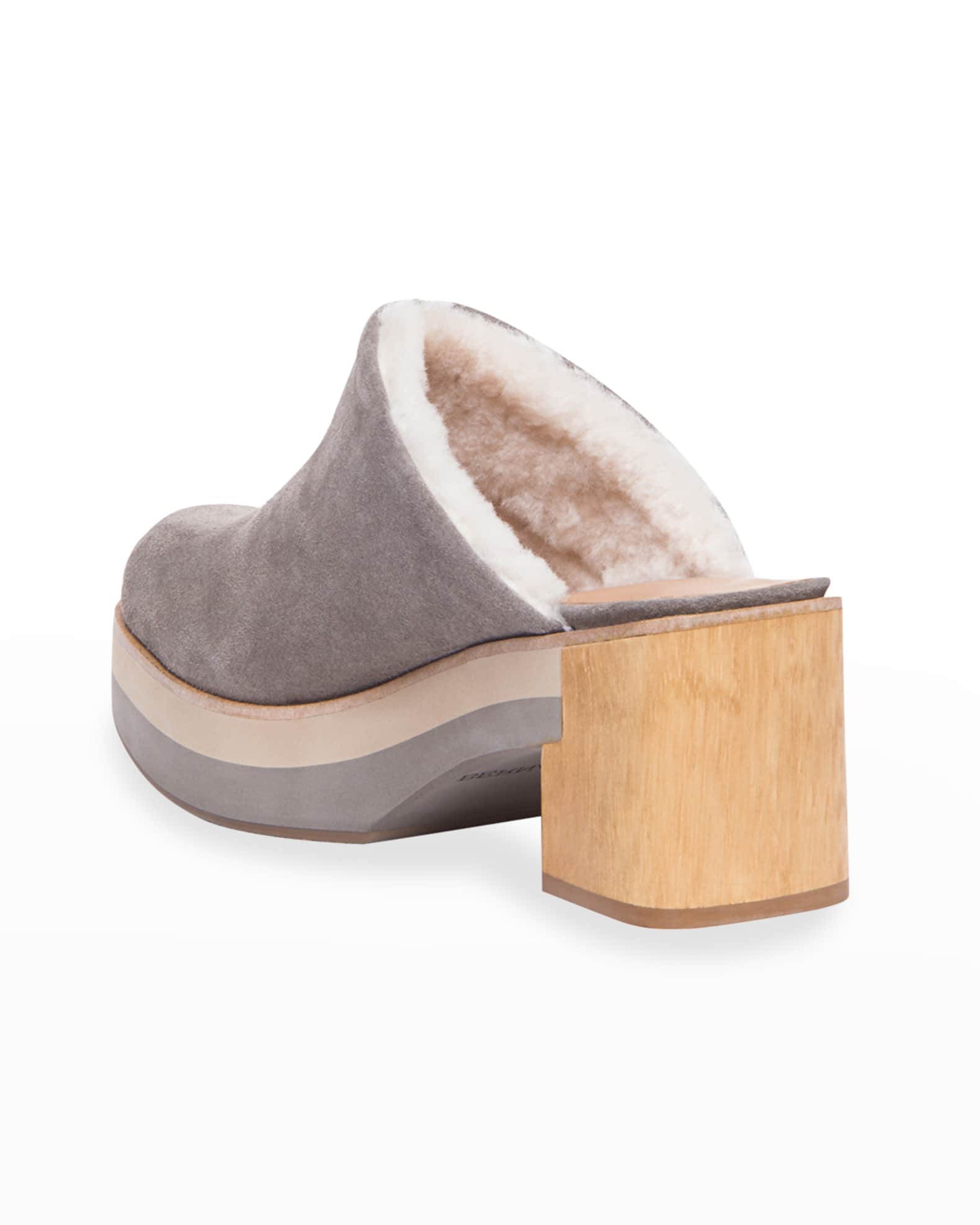Bernardo Sky Suede Shearling Clog Mules | Neiman Marcus