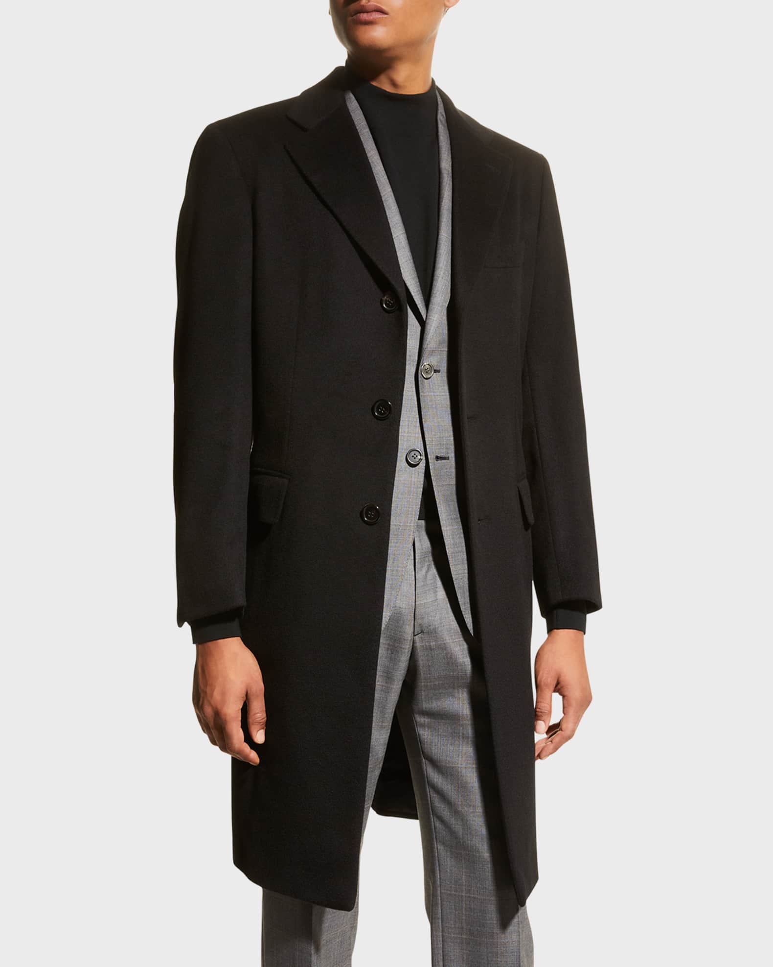 Brioni Men's Solid Cashmere Topcoat | Neiman Marcus