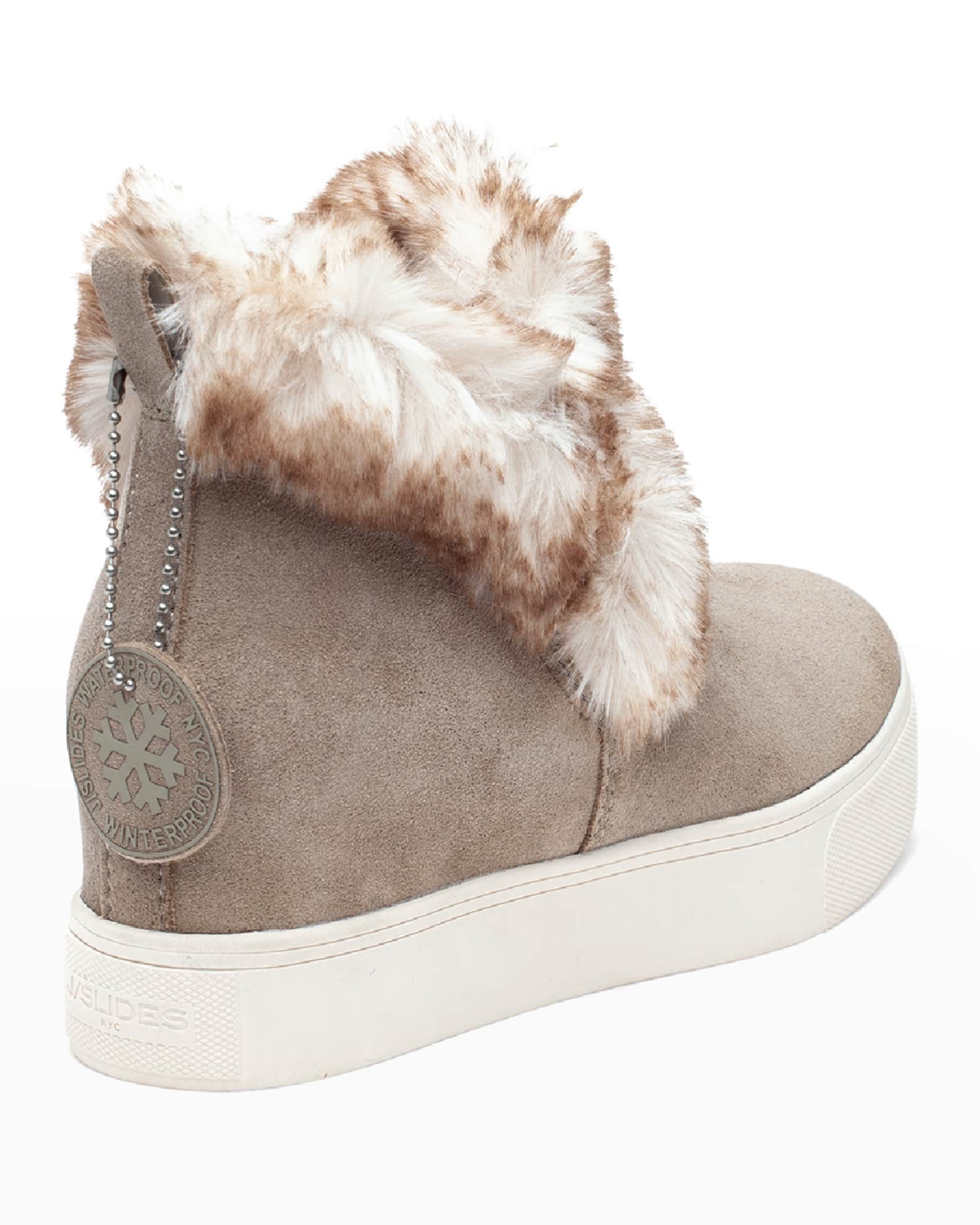 JSlides Sean Faux Fur Suede Ankle Booties | Neiman Marcus