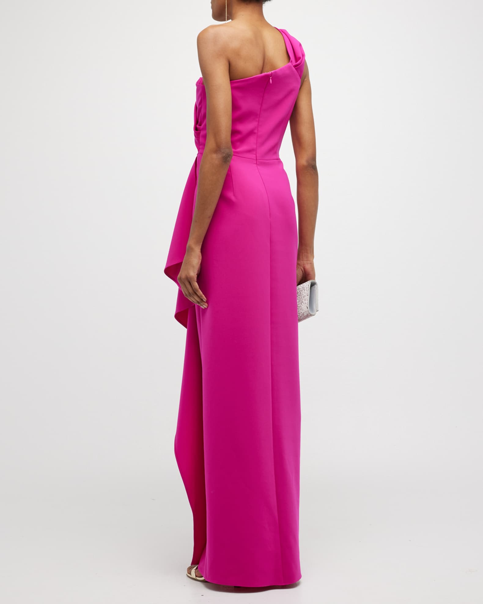 Rickie Freeman for Teri Jon One-Shoulder Draped Stretch Crepe Gown ...