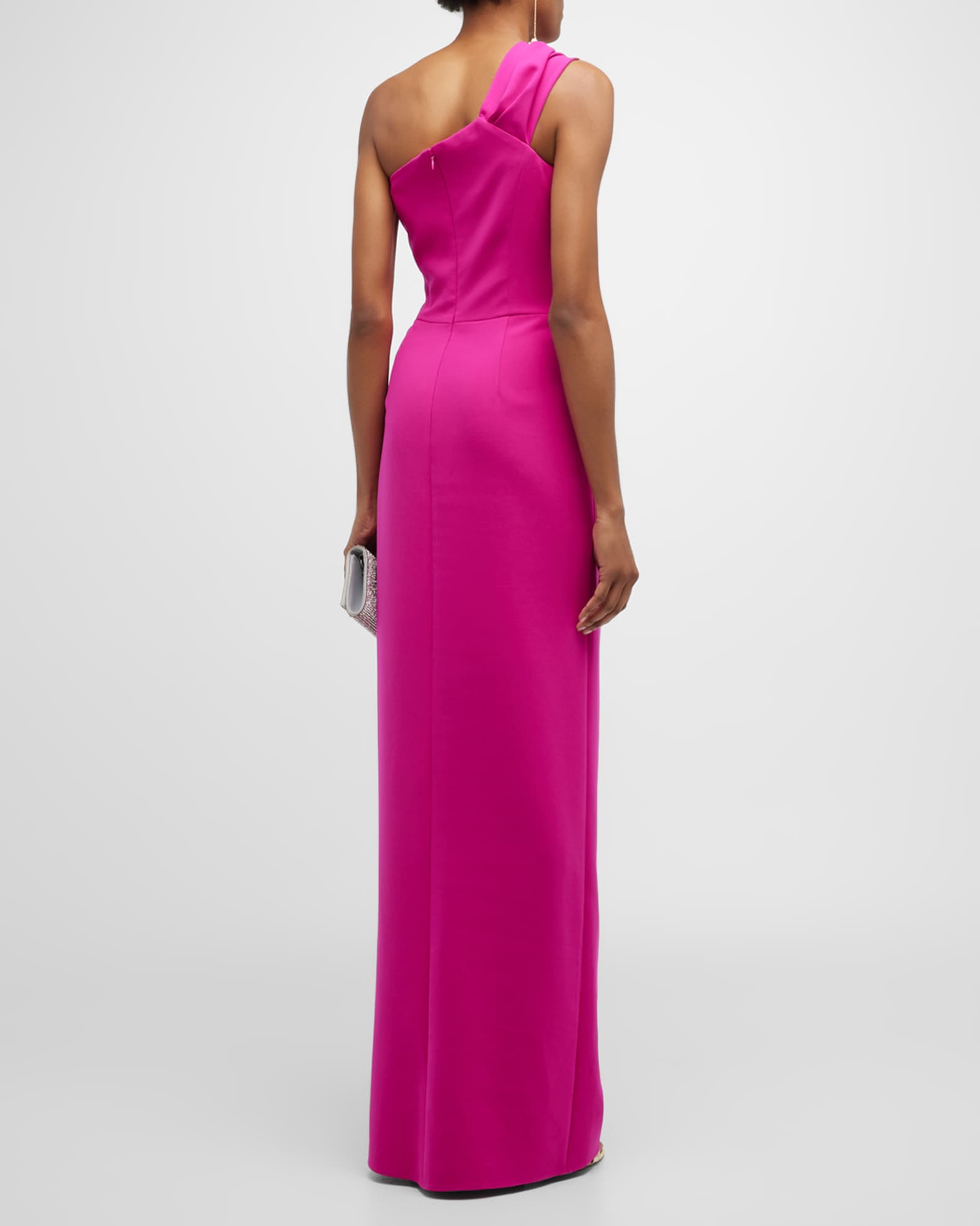 Rickie Freeman for Teri Jon One-Shoulder Draped Stretch Crepe Gown ...