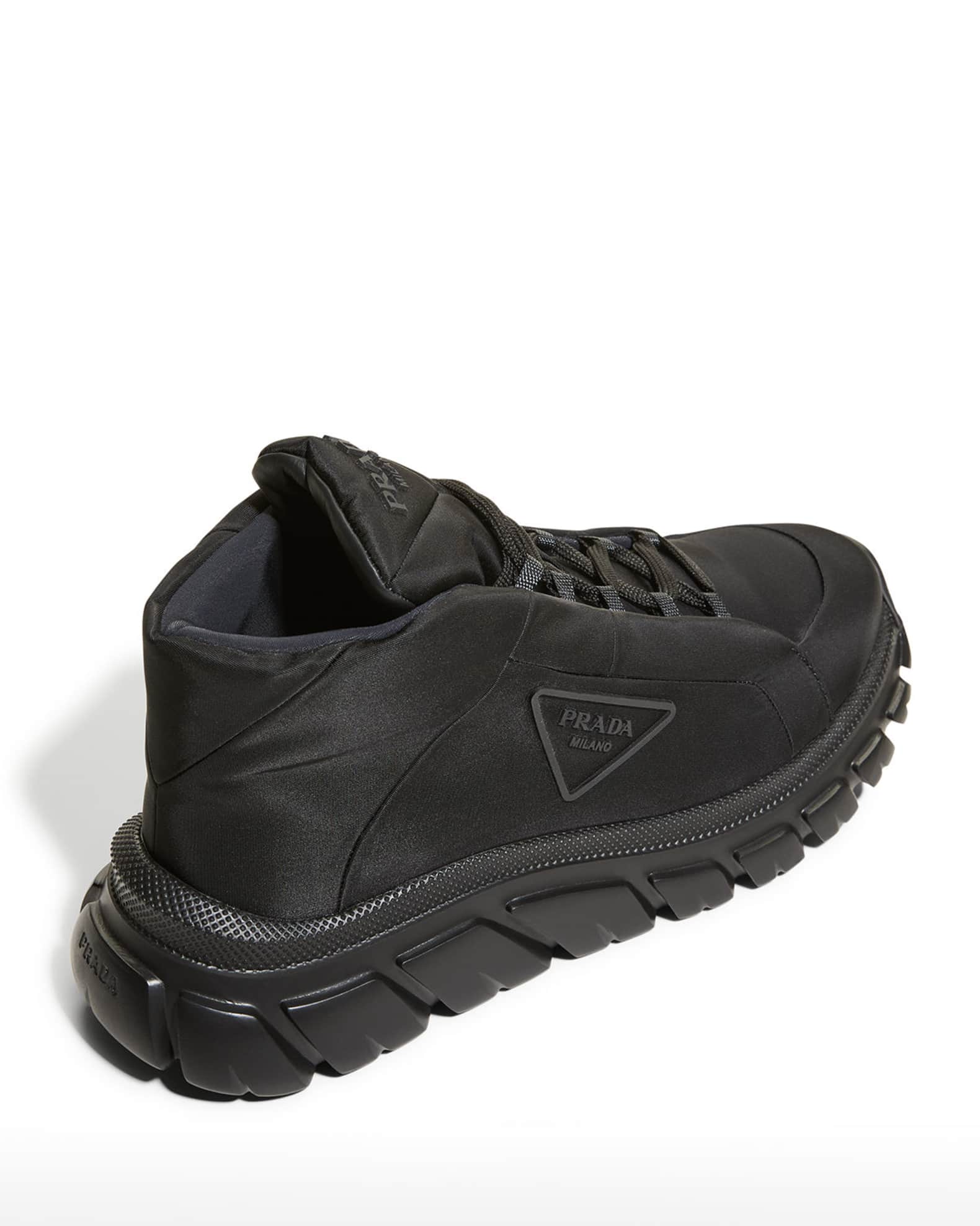 Prada Nylon Lace-Up Fashion Mid-Top Sneakers | Neiman Marcus
