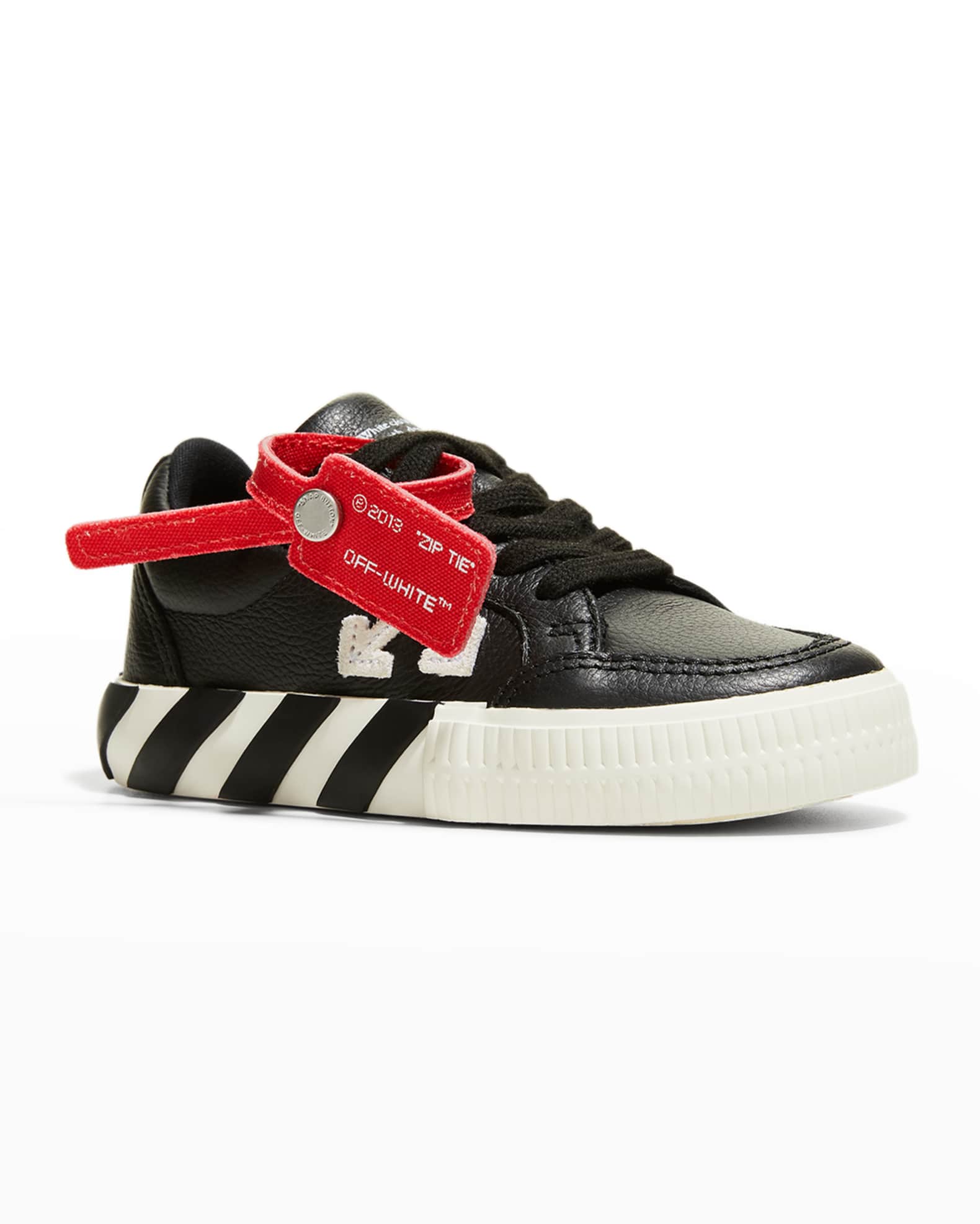 Off-White Kid's Arrow Stripe Leather Low-Top Sneakers, Toddler/Kids ...