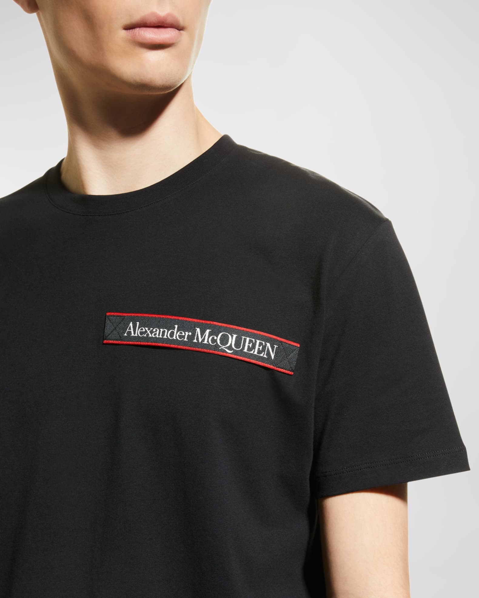 Alexander McQueen Men's T-Shirt w/ Logo Taping | Neiman Marcus